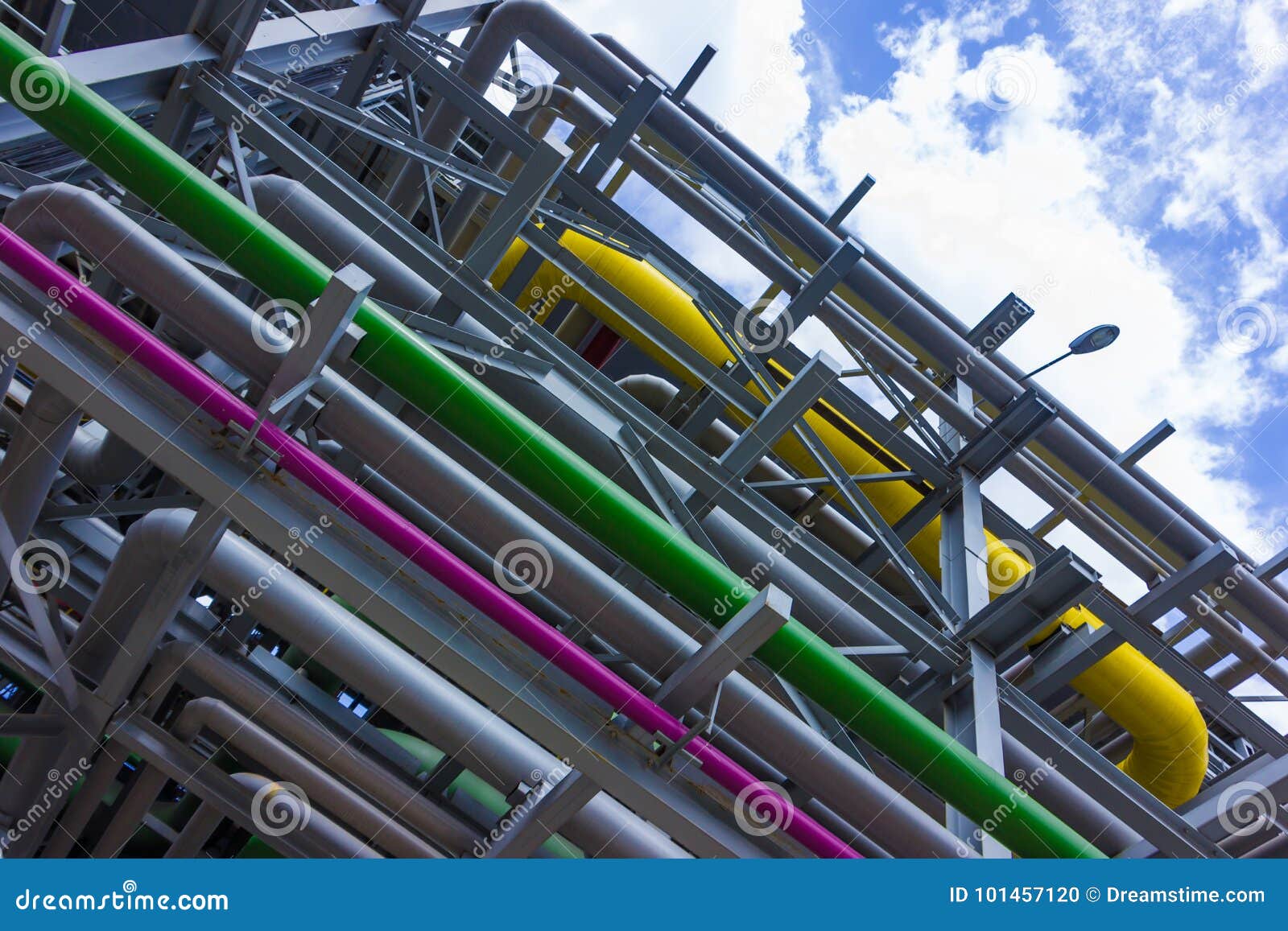 Colored piping refinery stock photo. Image of pipes - 101457120