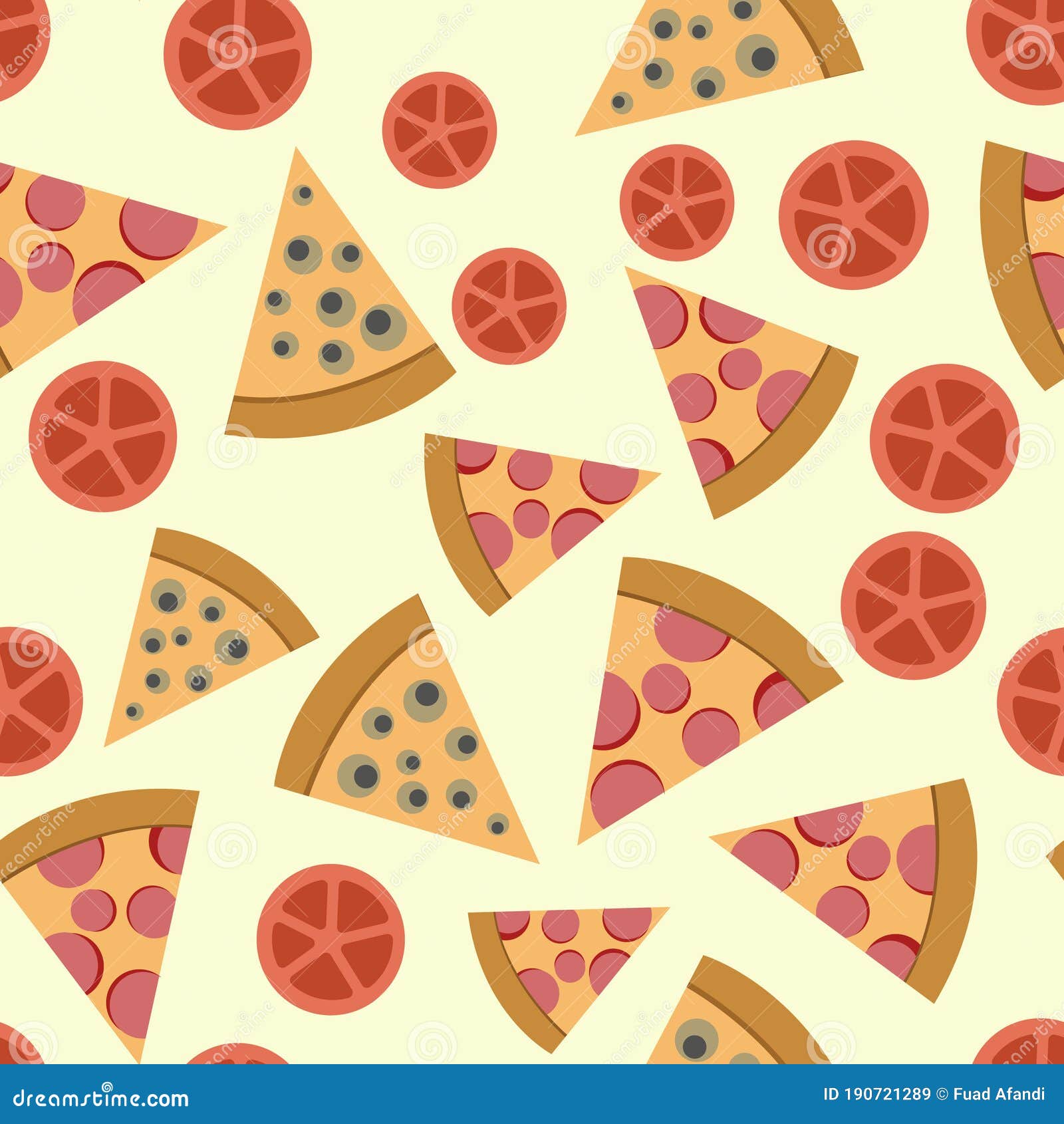 Colored pizza patterns stock vector. Illustration of pepperoni - 190721289