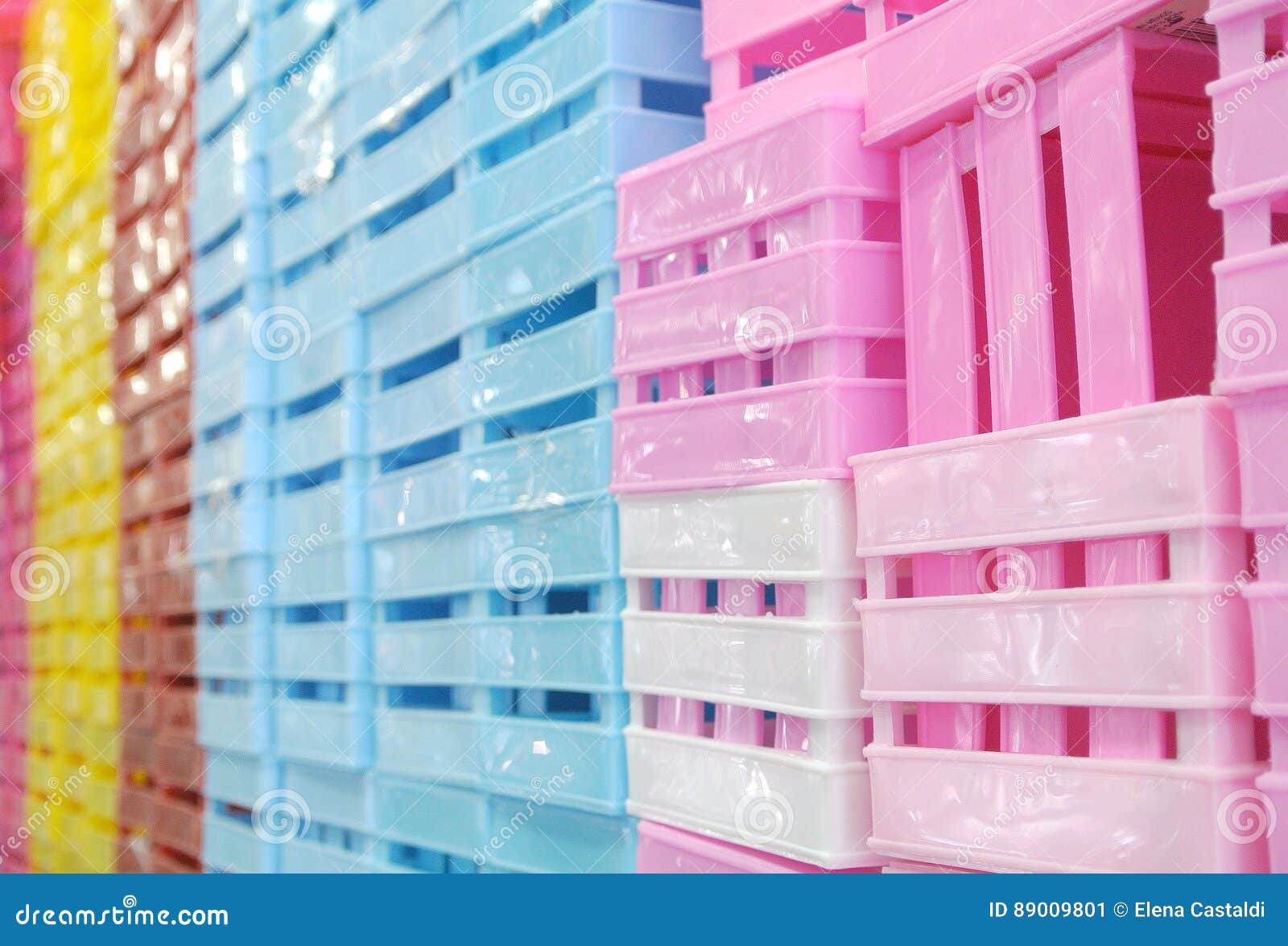 Colored plastic boxes stock image. Image of purple, market - 89009801