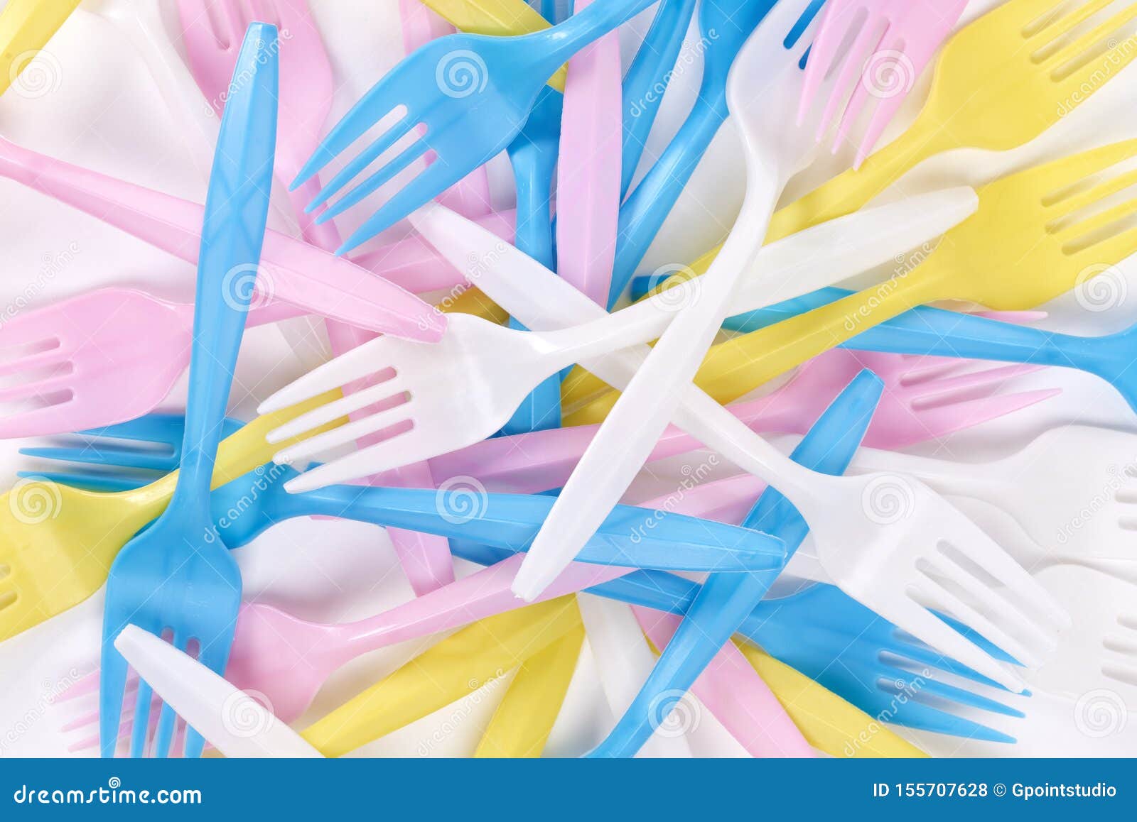 Colored, plastic forks stock photo. Image of environmental - 155707628