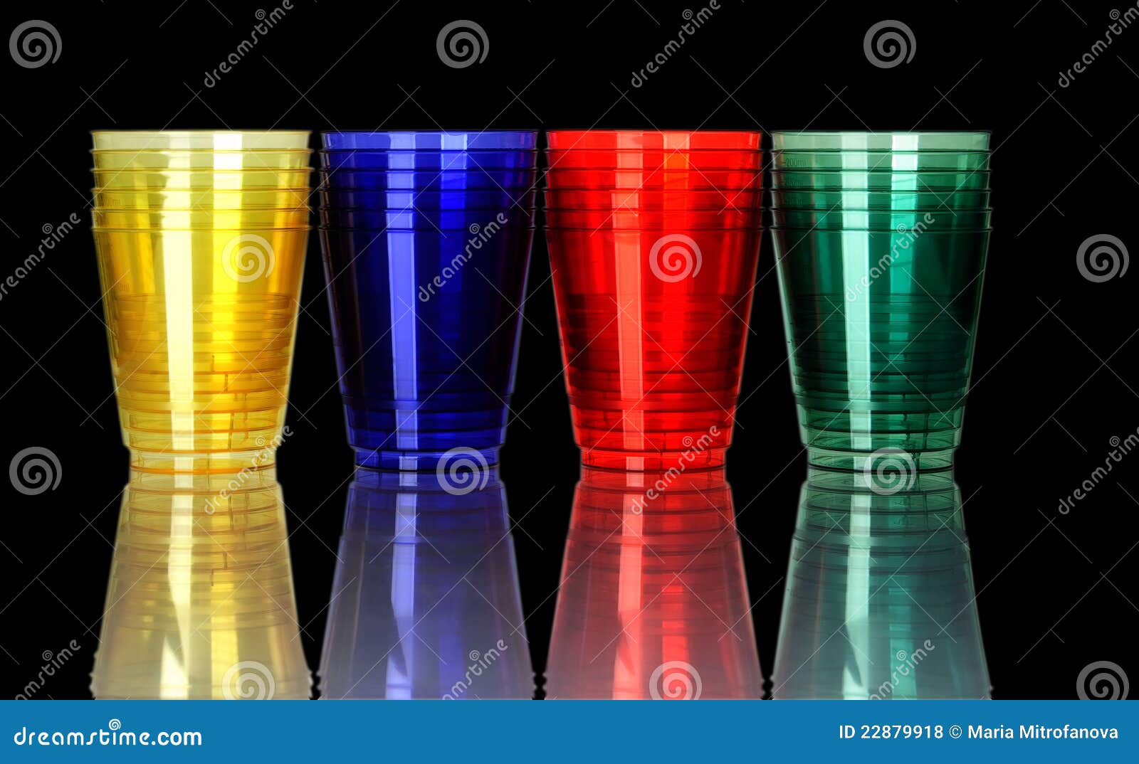 Colored Plastic Glasses on Black Stock Photo - Image of yellow ...