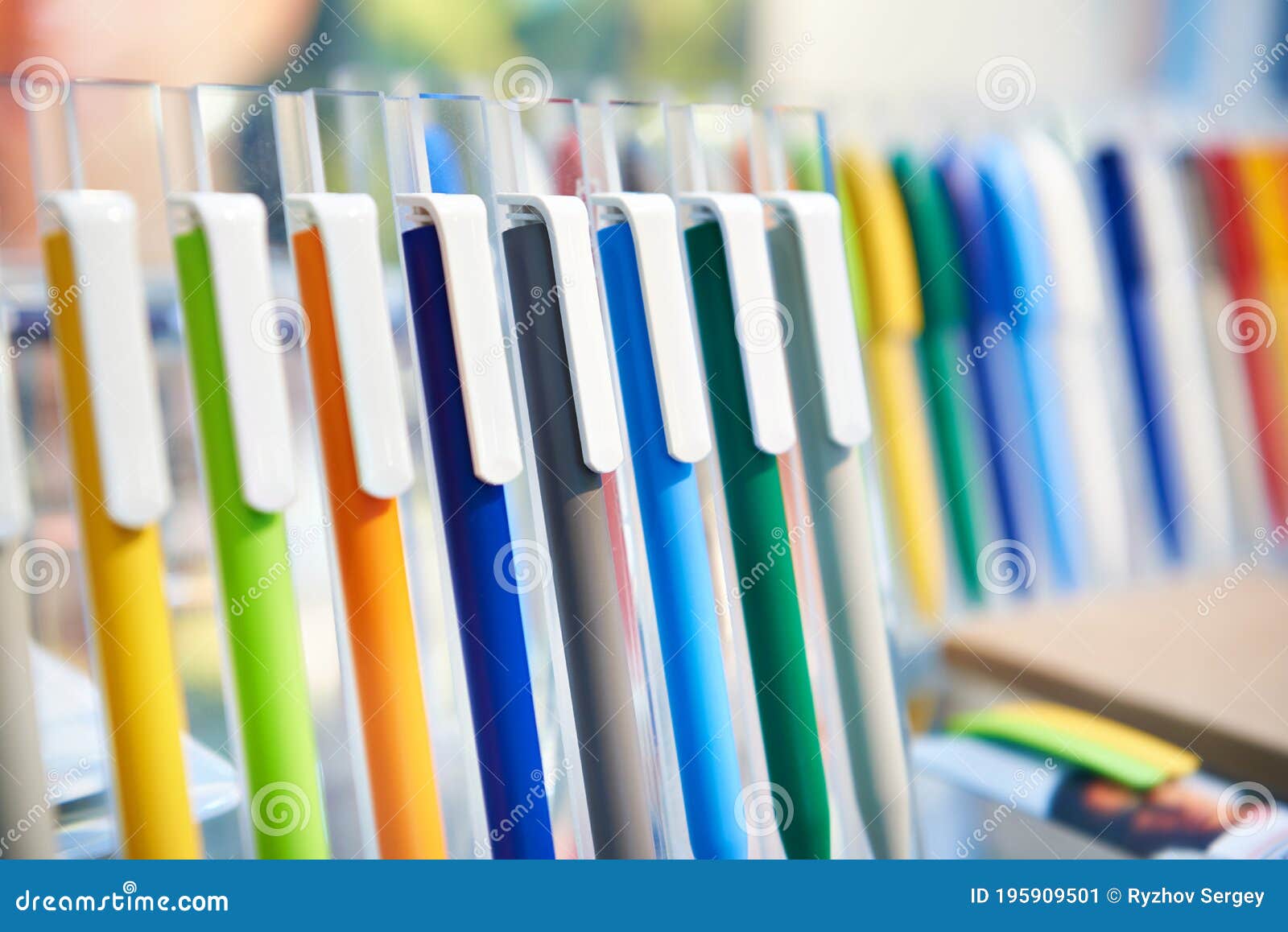 Colored Plastic Pens on Store Display Stock Image - Image of colored ...