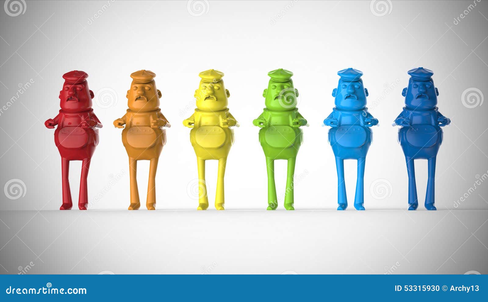 Colored Plastic Workers Figures Toys Stock Illustration - Illustration ...