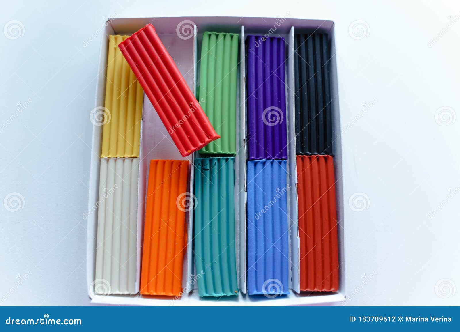 Colored Plasticine for Modeling in a Box Stock Photo - Image of brown ...