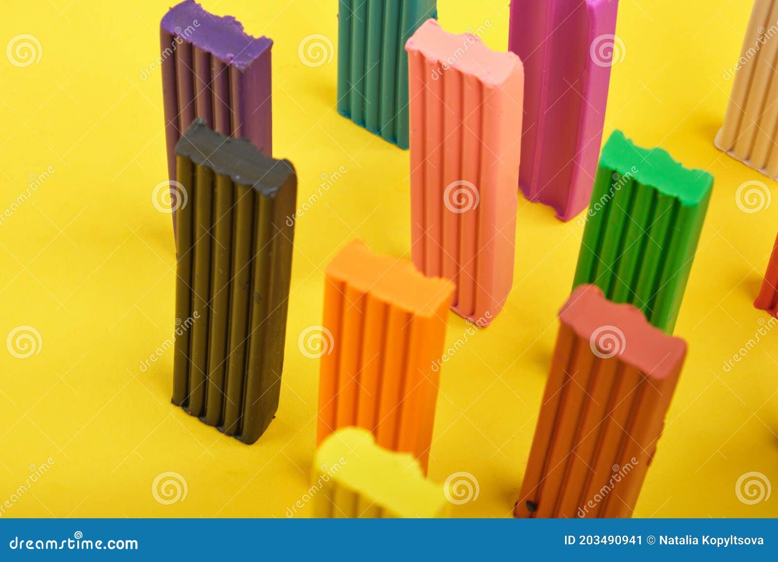 Colored Plasticine on Yellow Background Copy Space Stock Image - Image ...