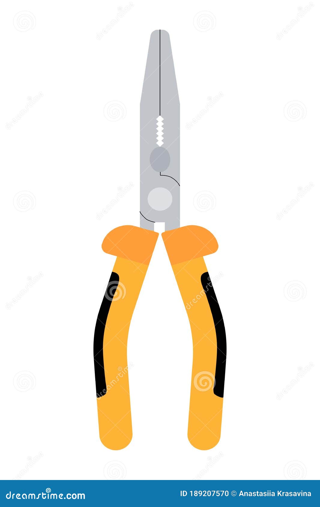 Colored Pliers Tool Icon. Yellow Colored Handle, Thin Metallic Tip or ...