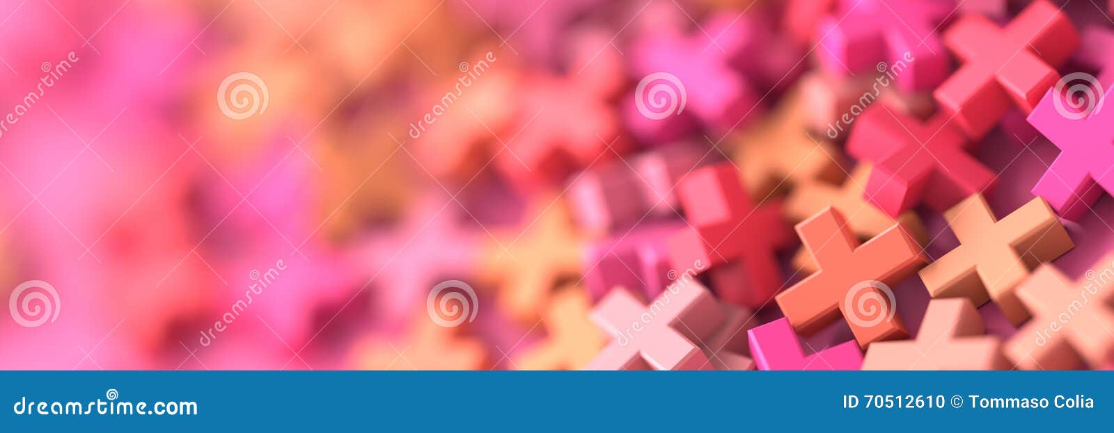 Colored Plus Symbols Background, 3d Rendering Stock Illustration ...