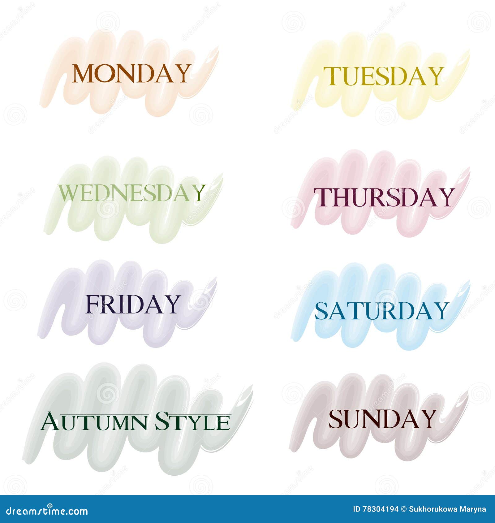 Colored Pointers Days of the Week Stock Vector - Illustration of print ...