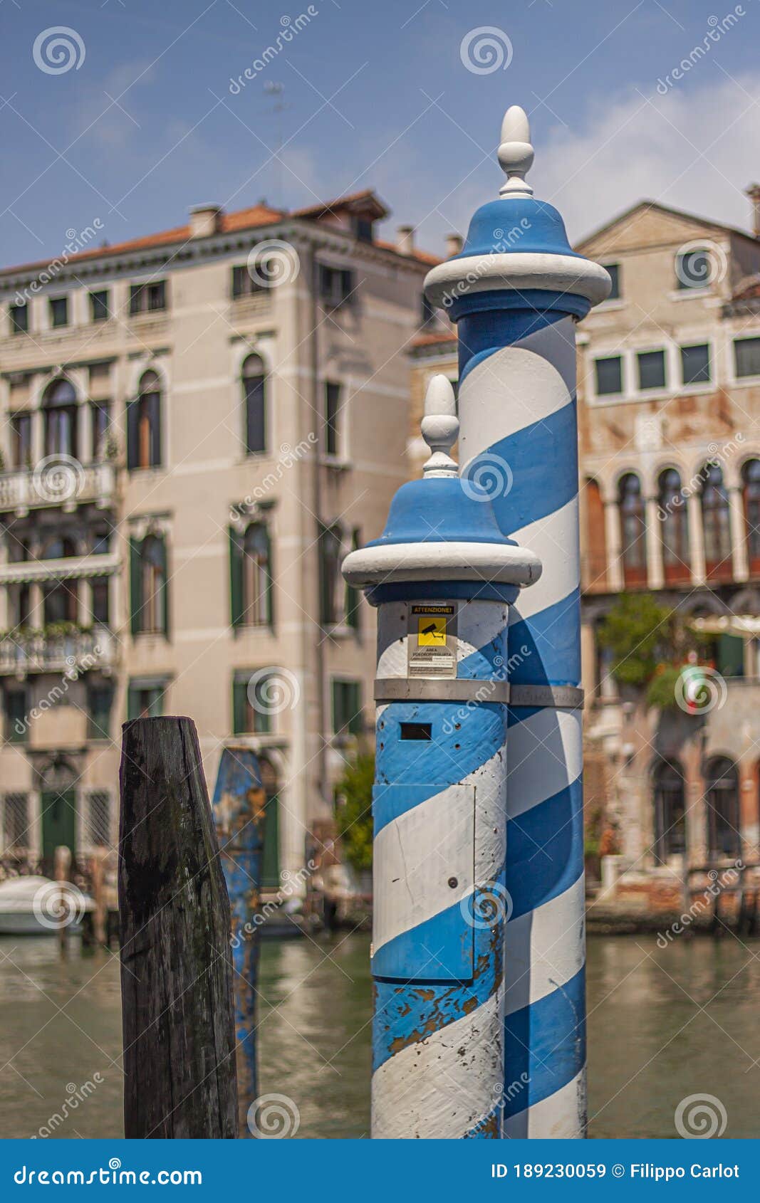 Colored pole in Venice 3 stock image. Image of street - 189230059
