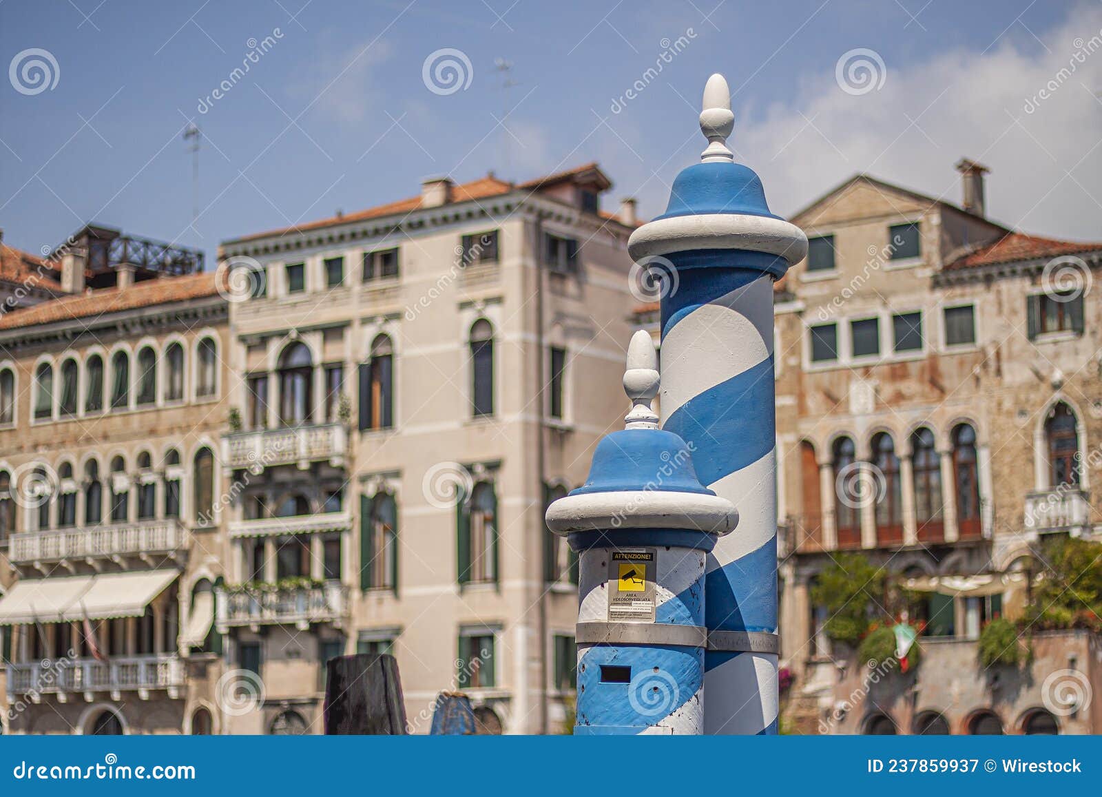 Colored pole in Venice 2 stock image. Image of channel - 237859937
