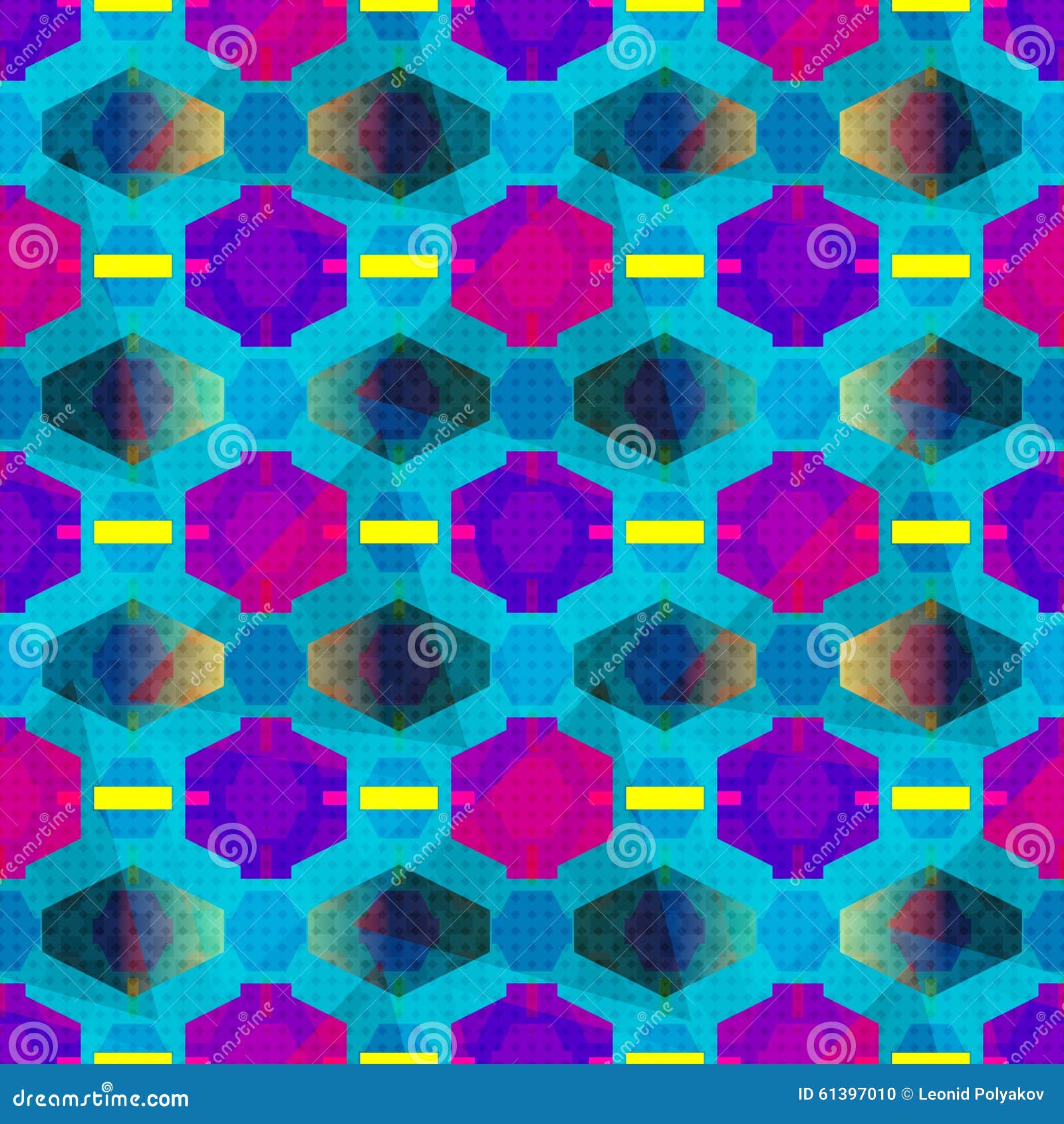 Colored Polygons on a Blue Background Geometric Seamless Pattern Stock ...