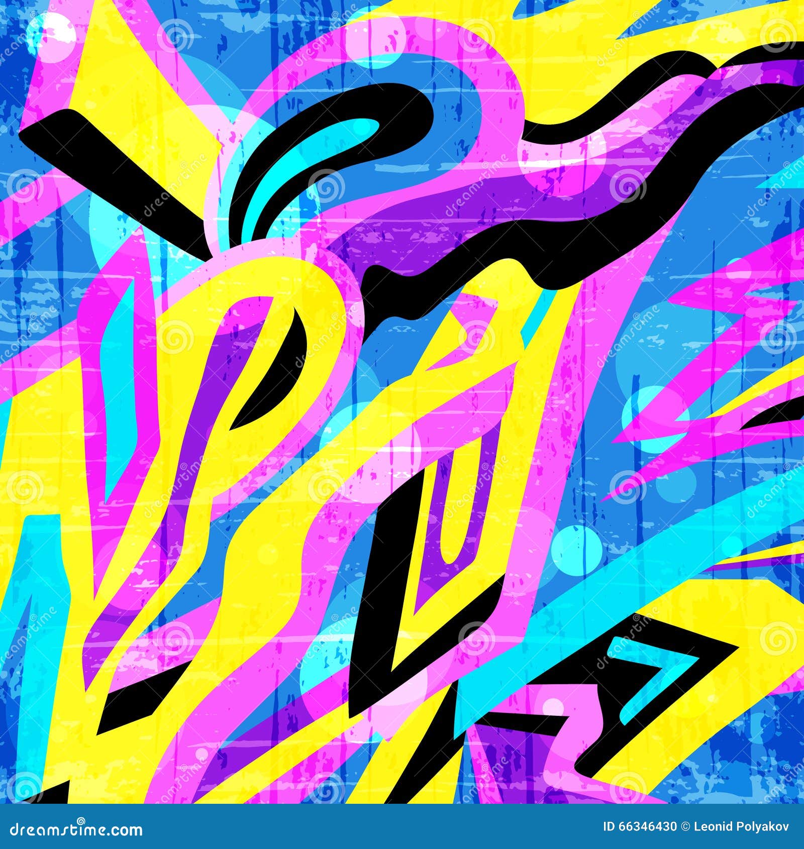 Colored Polygons Graffiti Pattern On A Yellow Background Cartoon Vector ...