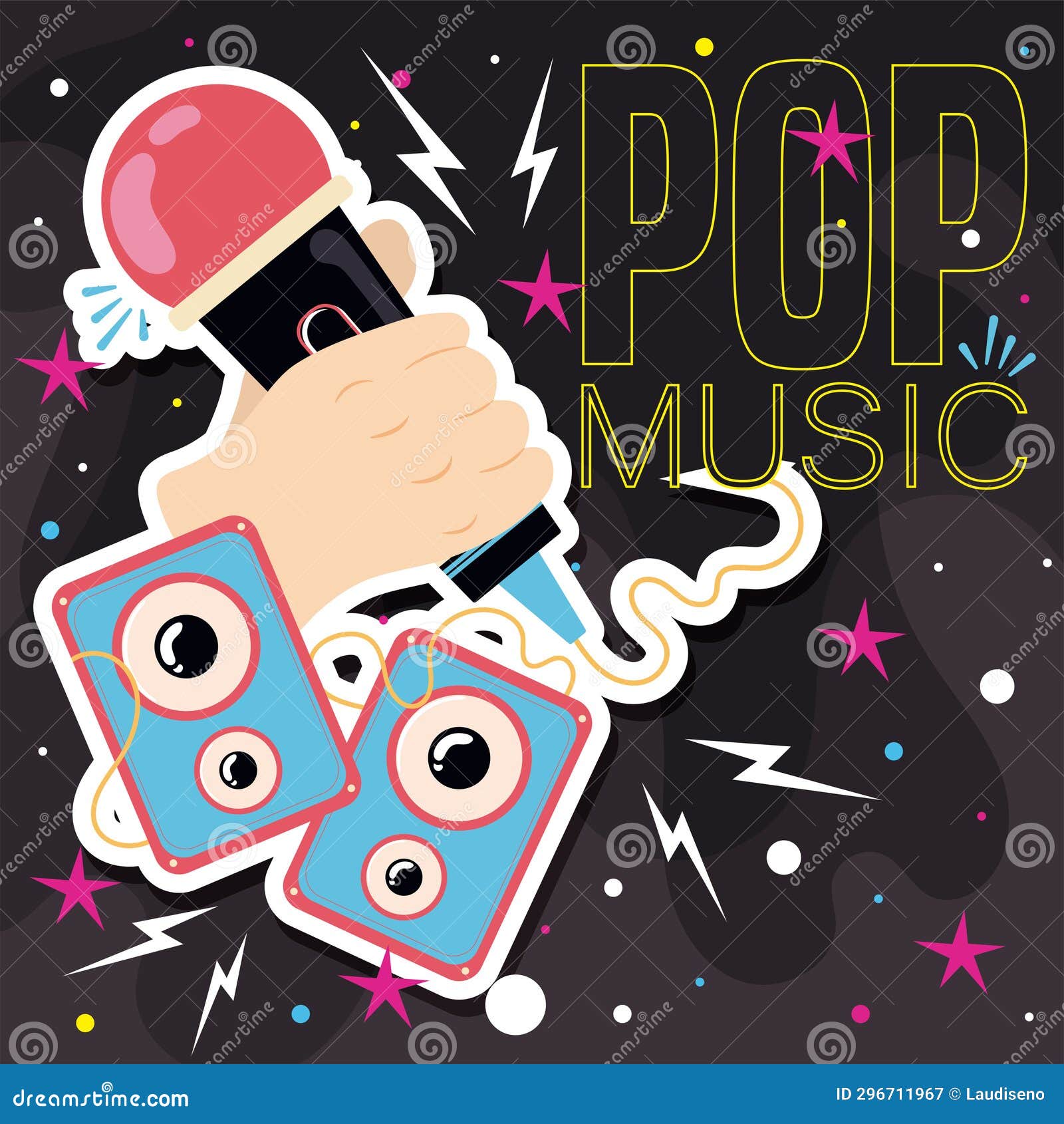 Colored Pop Music Style Concept Background Vector Stock Illustration ...