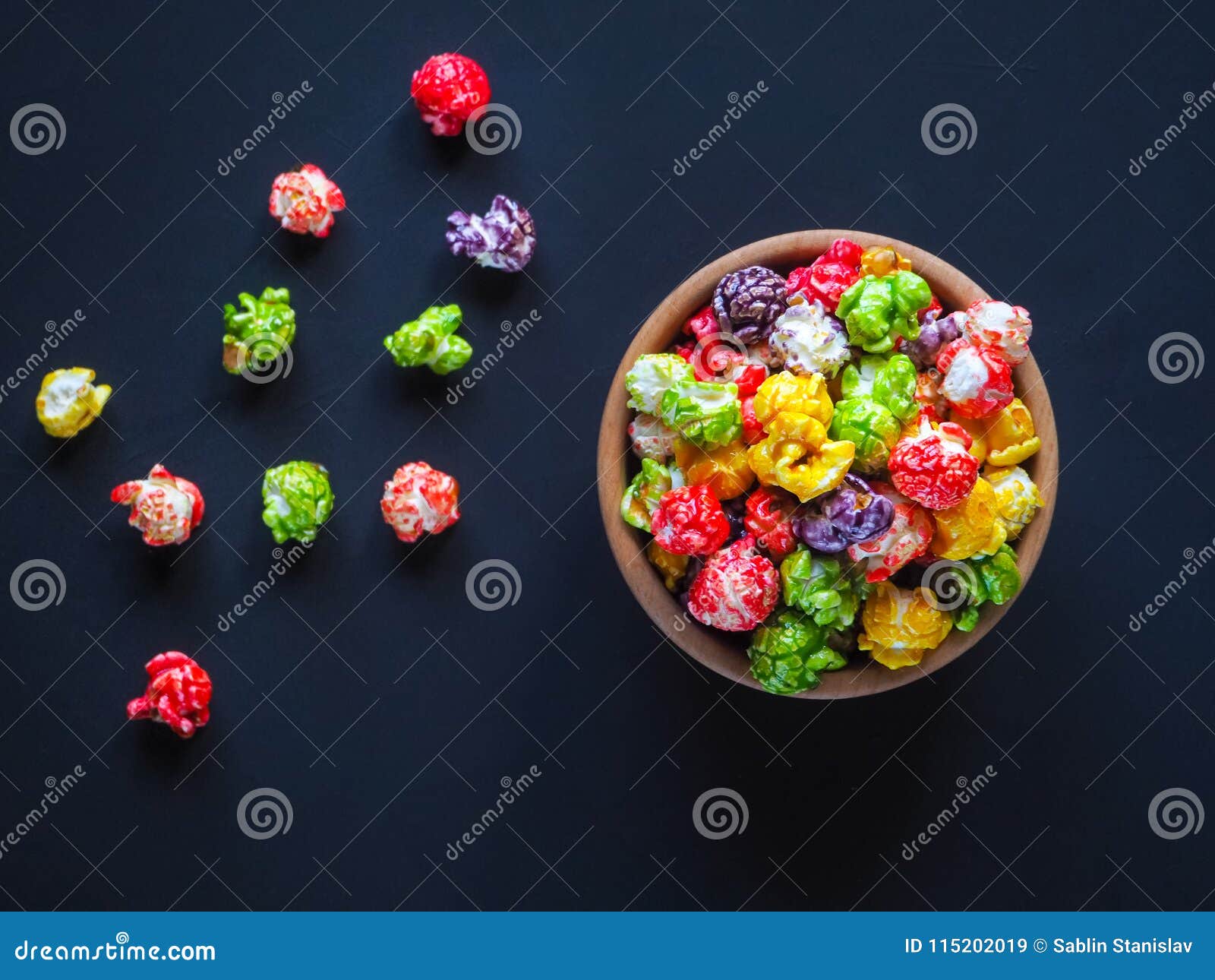 Colored Popcorn Texture Background. Sweet Popcorn. Royalty-Free Stock ...