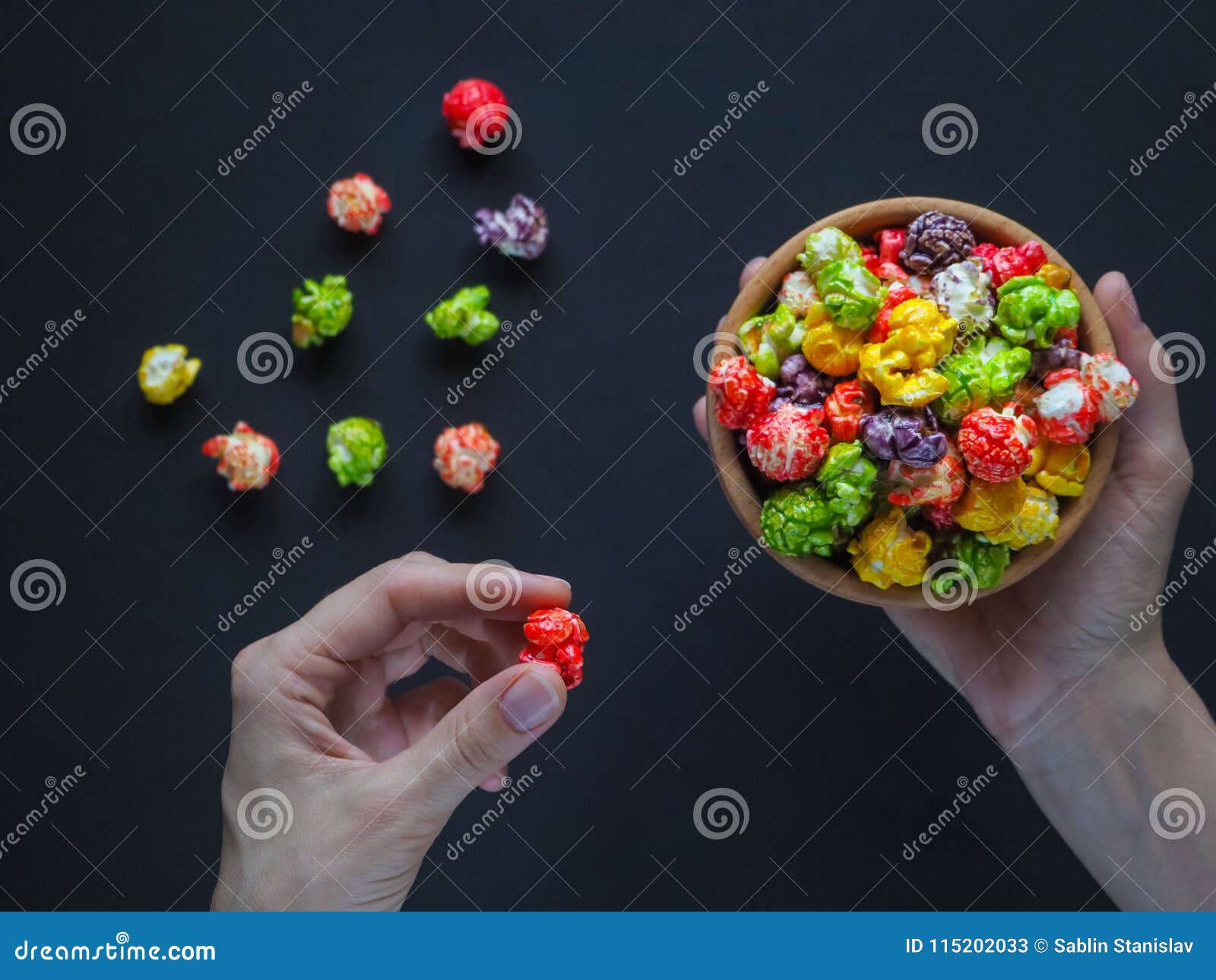 Colored Popcorn Texture Background. Sweet Popcorn. Royalty-Free Stock ...