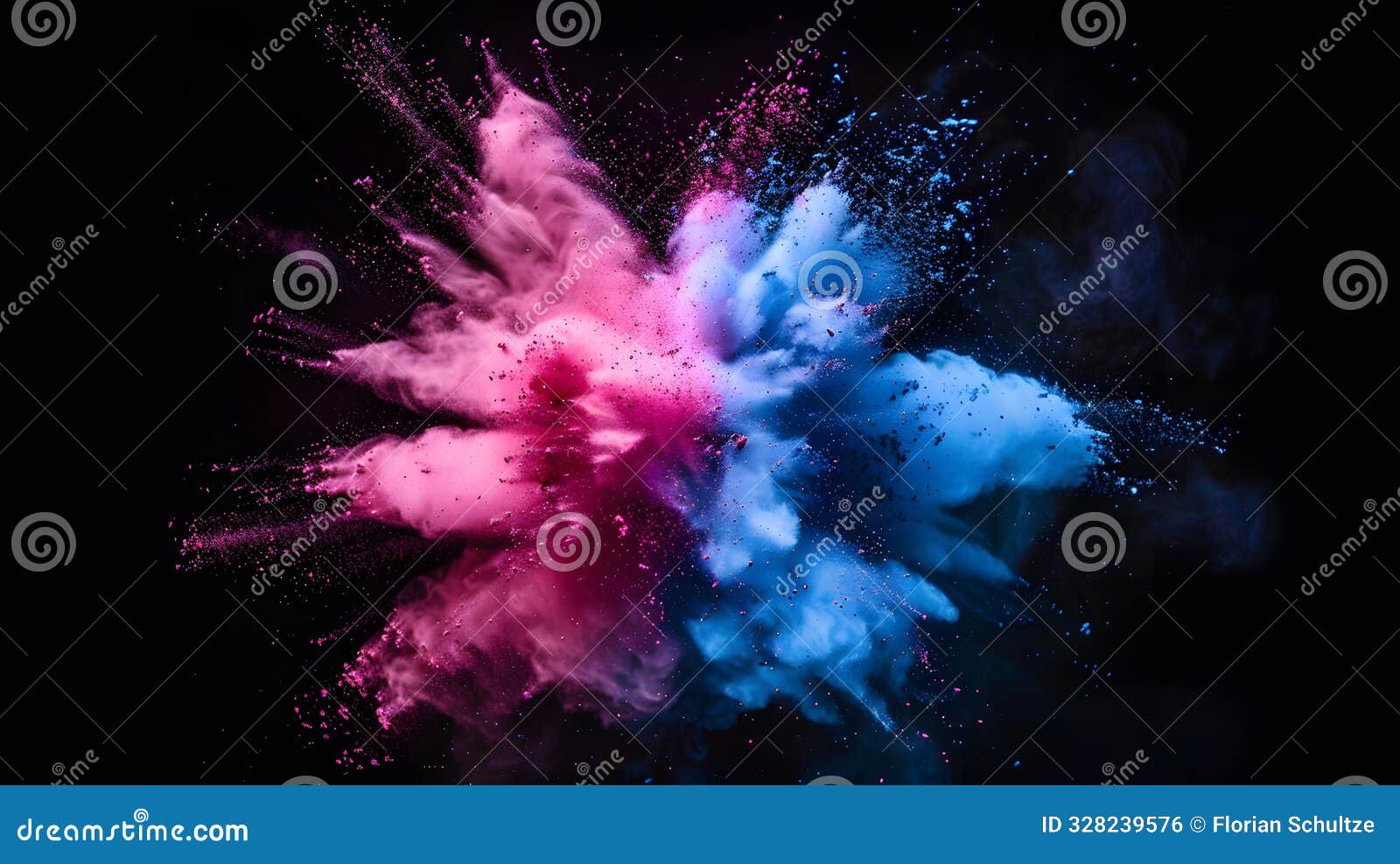 Colored Powder Explosion. Abstract Closeup Dust on Back Stock ...