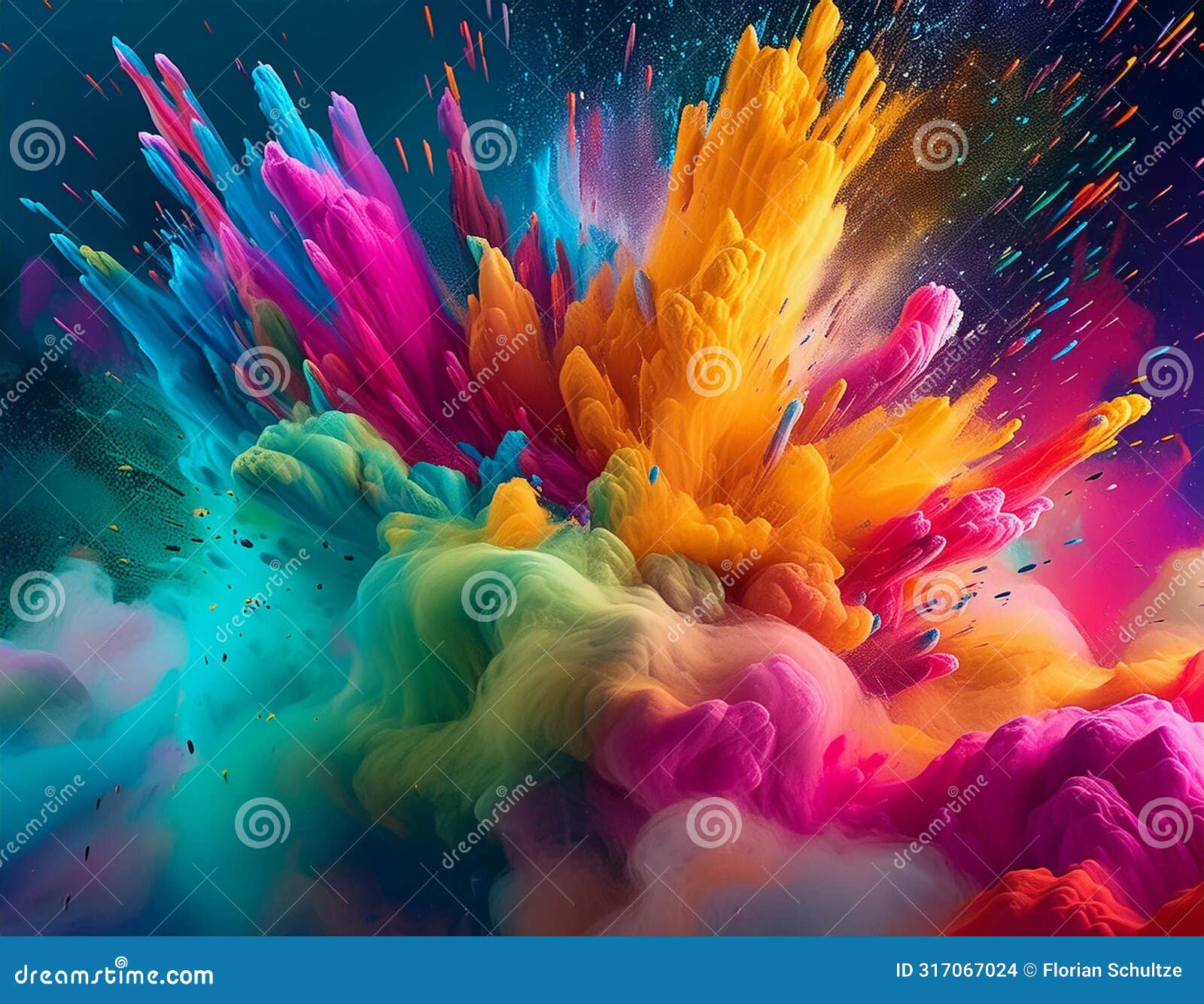 Colored Powder Explosion. Abstract Closeup Dust on Backdrop Stock ...