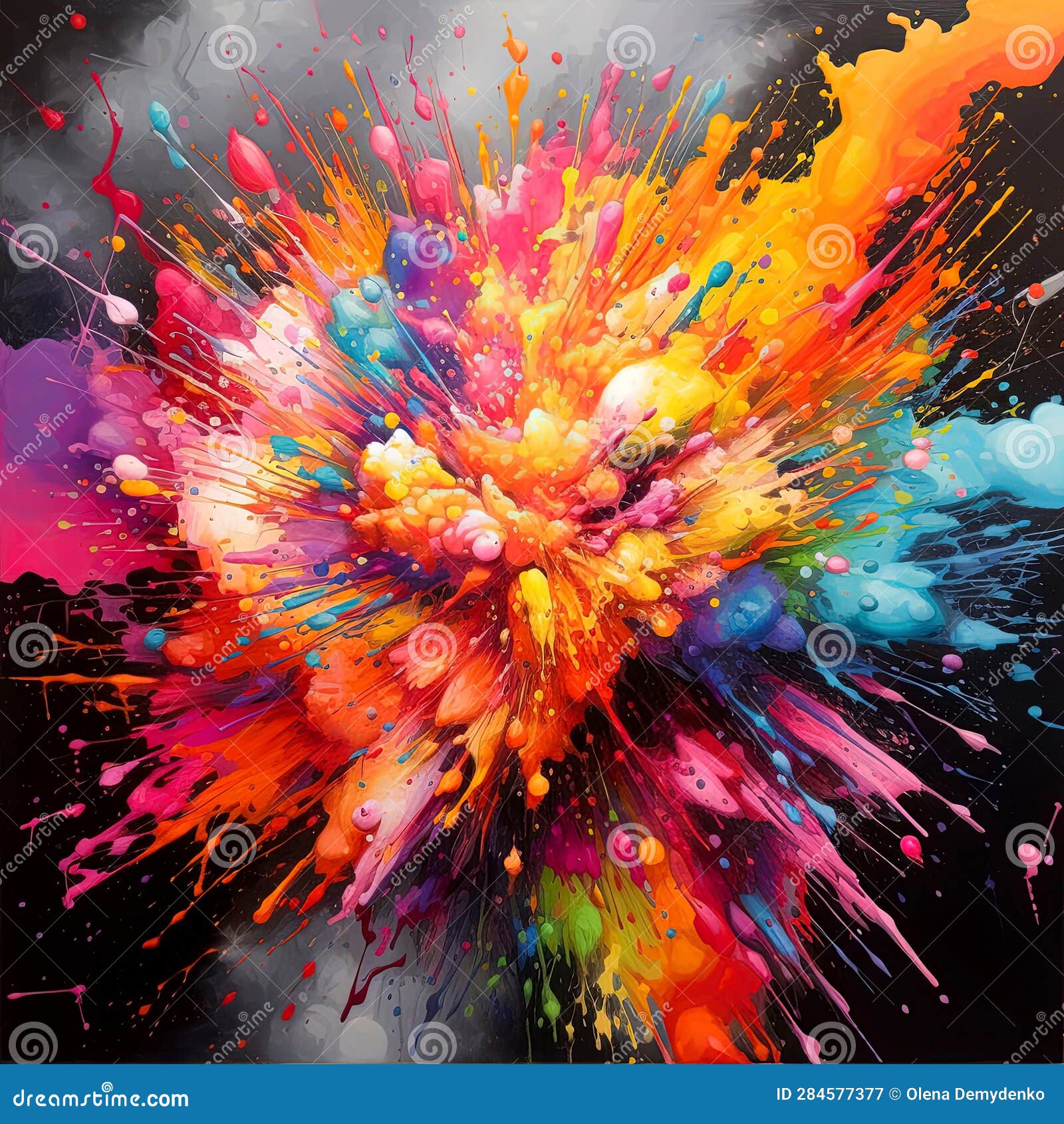 Colored Powder Explosion. Abstract Closeup Dust on Backdrop. Colorful ...