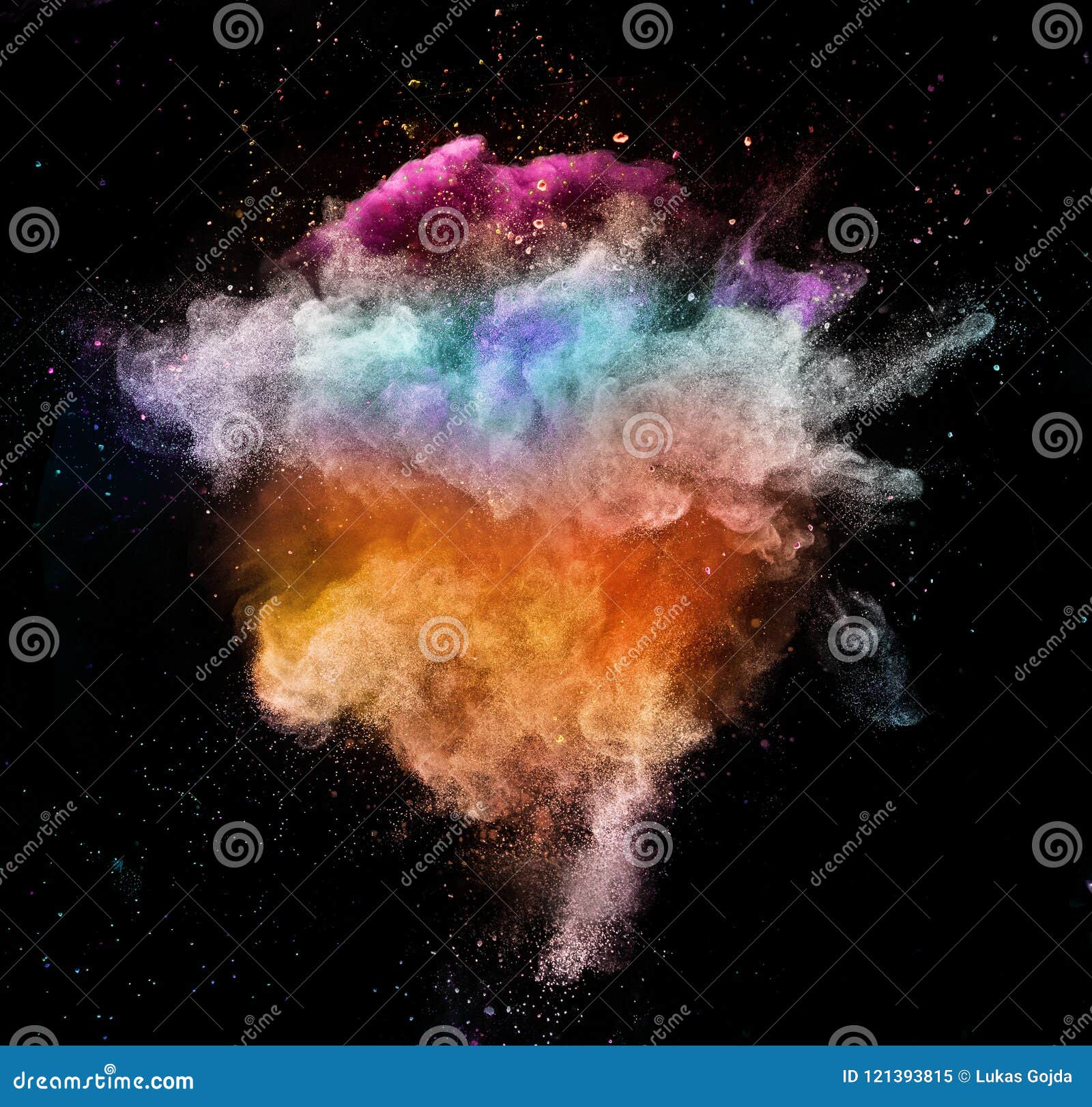 Colored Powder Explosion on Black Background. Stock Image - Image of ...