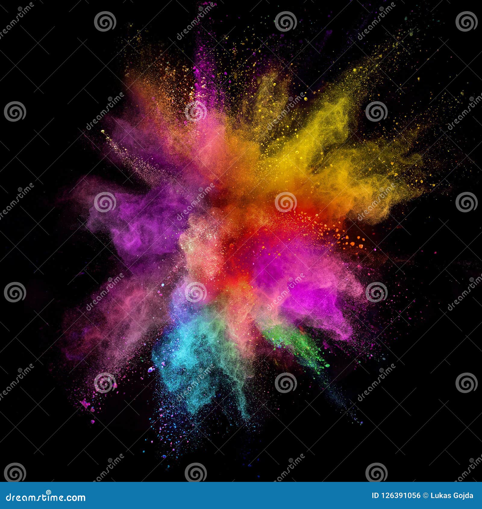 Colored Powder Explosion on Black Background. Stock Photo - Image of ...