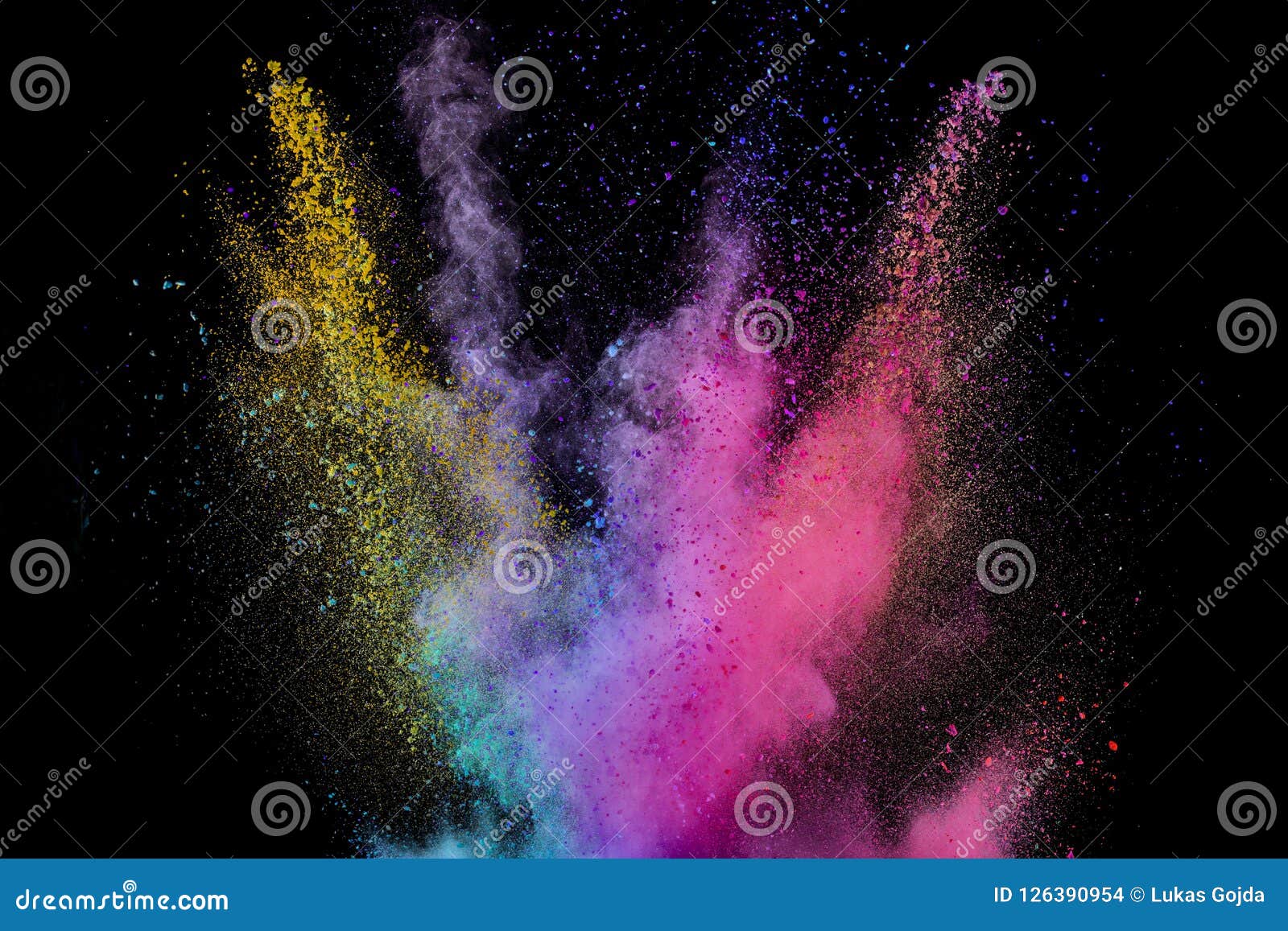 Colored Powder Explosion on Black Background. Stock Photo - Image of ...