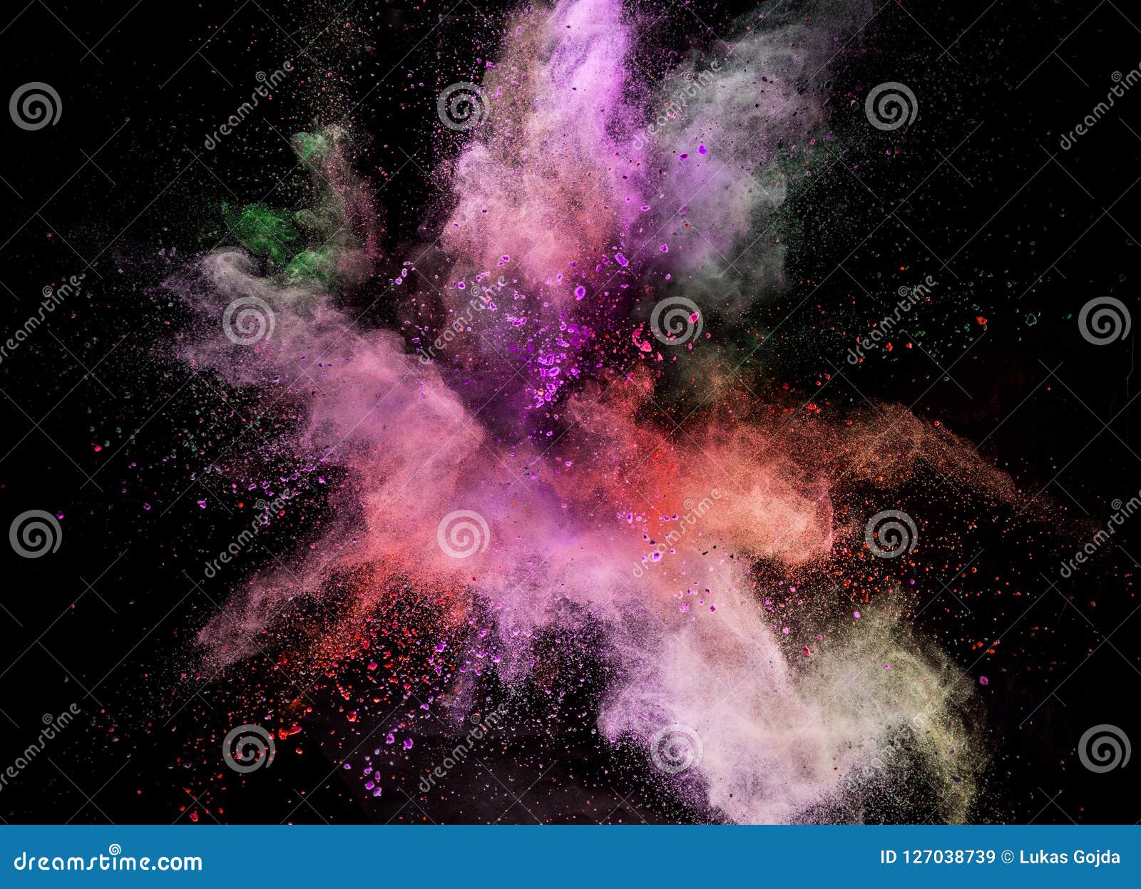 Colored Powder Explosion on Black Background. Stock Image - Image of ...