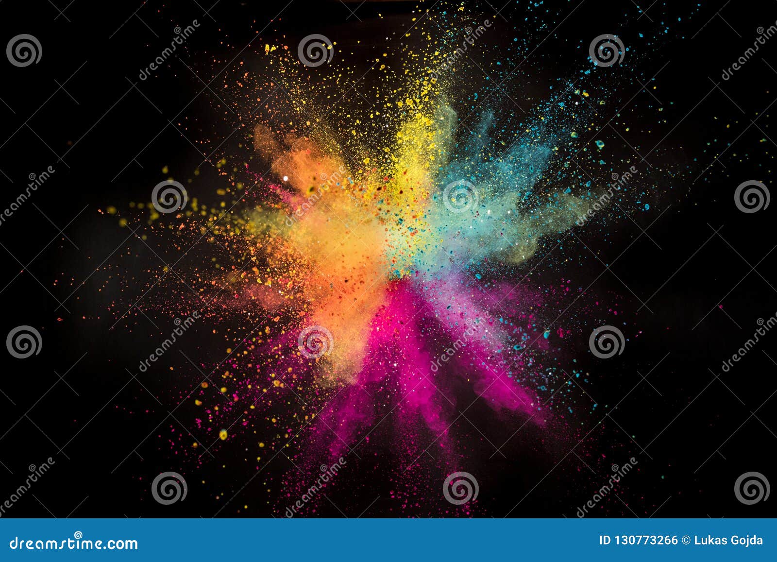 Colored Powder Explosion on Black Background. Stock Photo - Image of ...