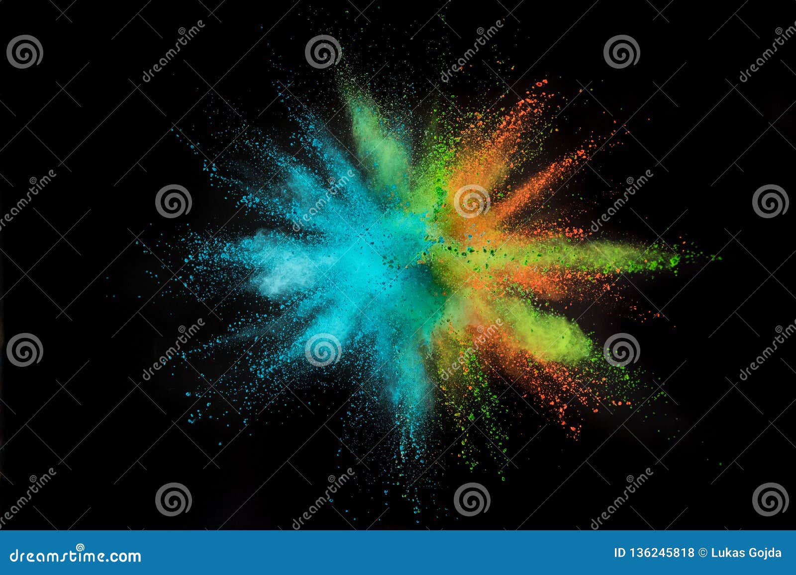 Colored Powder Explosion on Black Background. Stock Photo - Image of ...