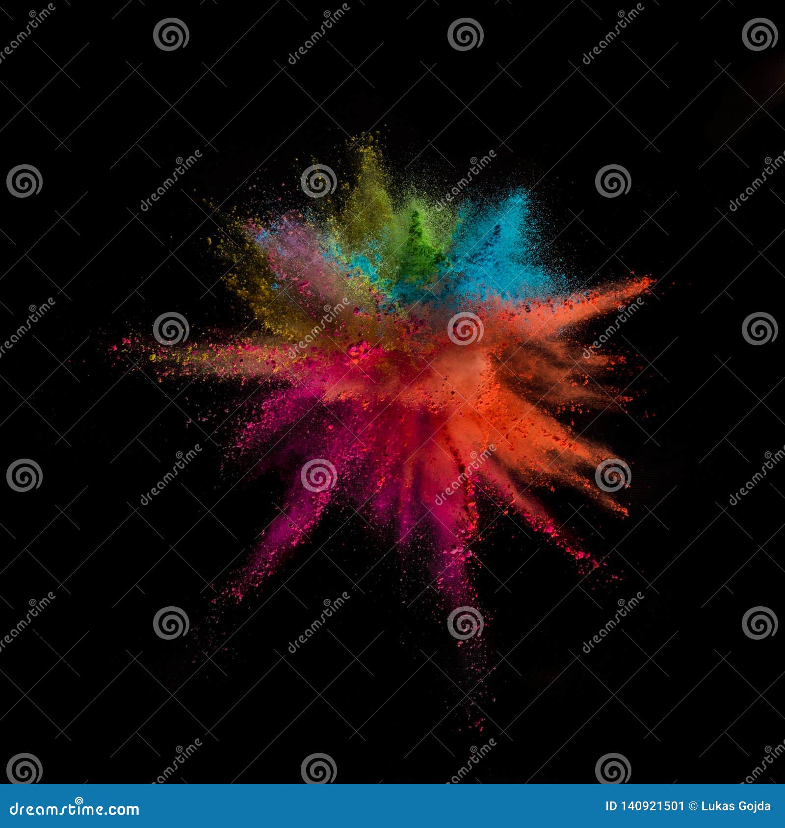 Colored Powder Explosion on Black Background. Stock Image - Image of ...