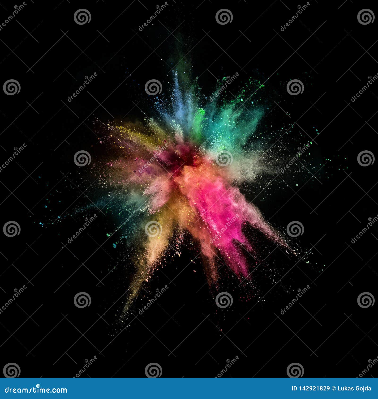 Colored Powder Explosion on Black Background. Stock Image - Image of ...