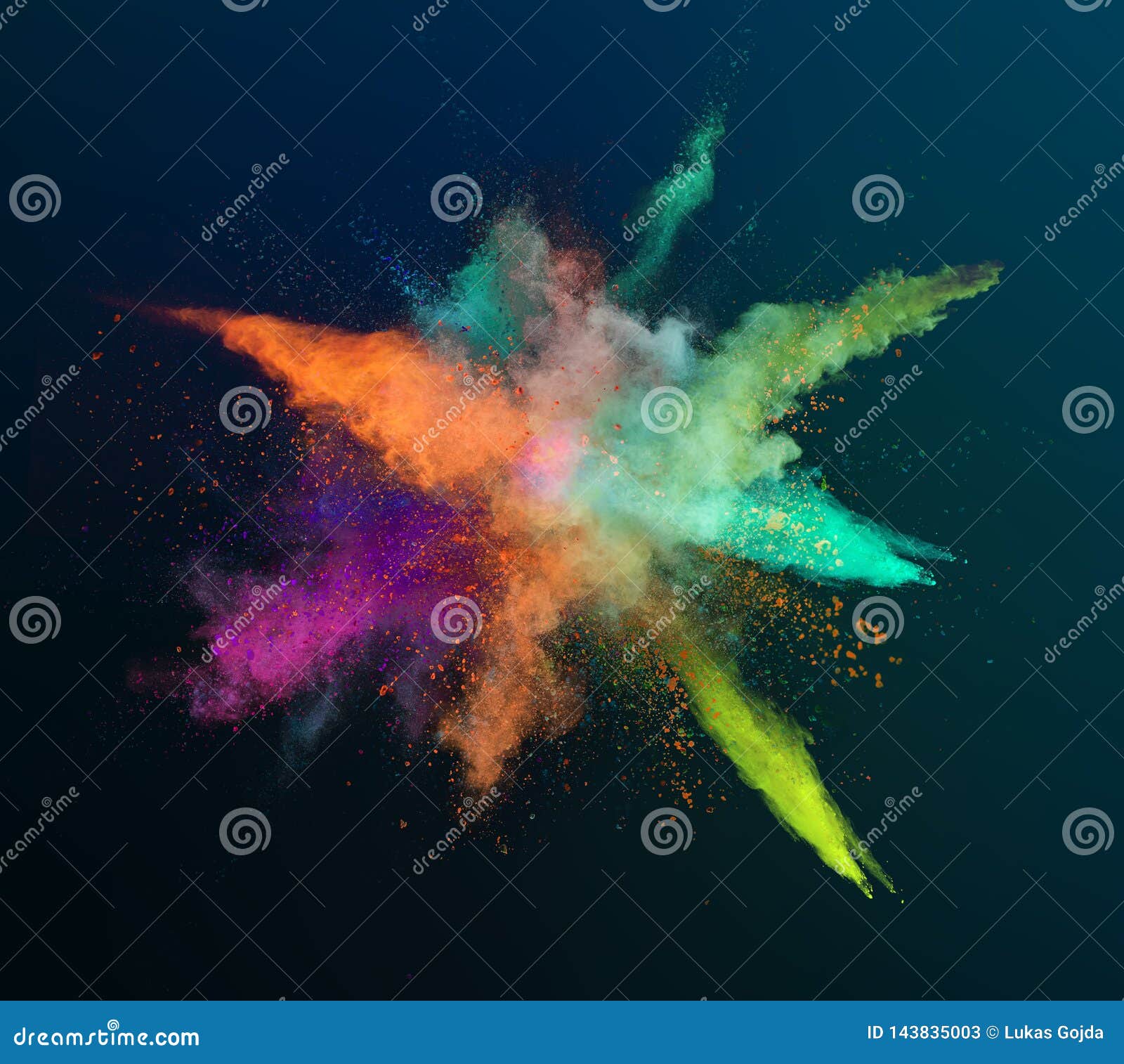 Colored Powder Explosion on Black Background. Stock Image - Image of ...