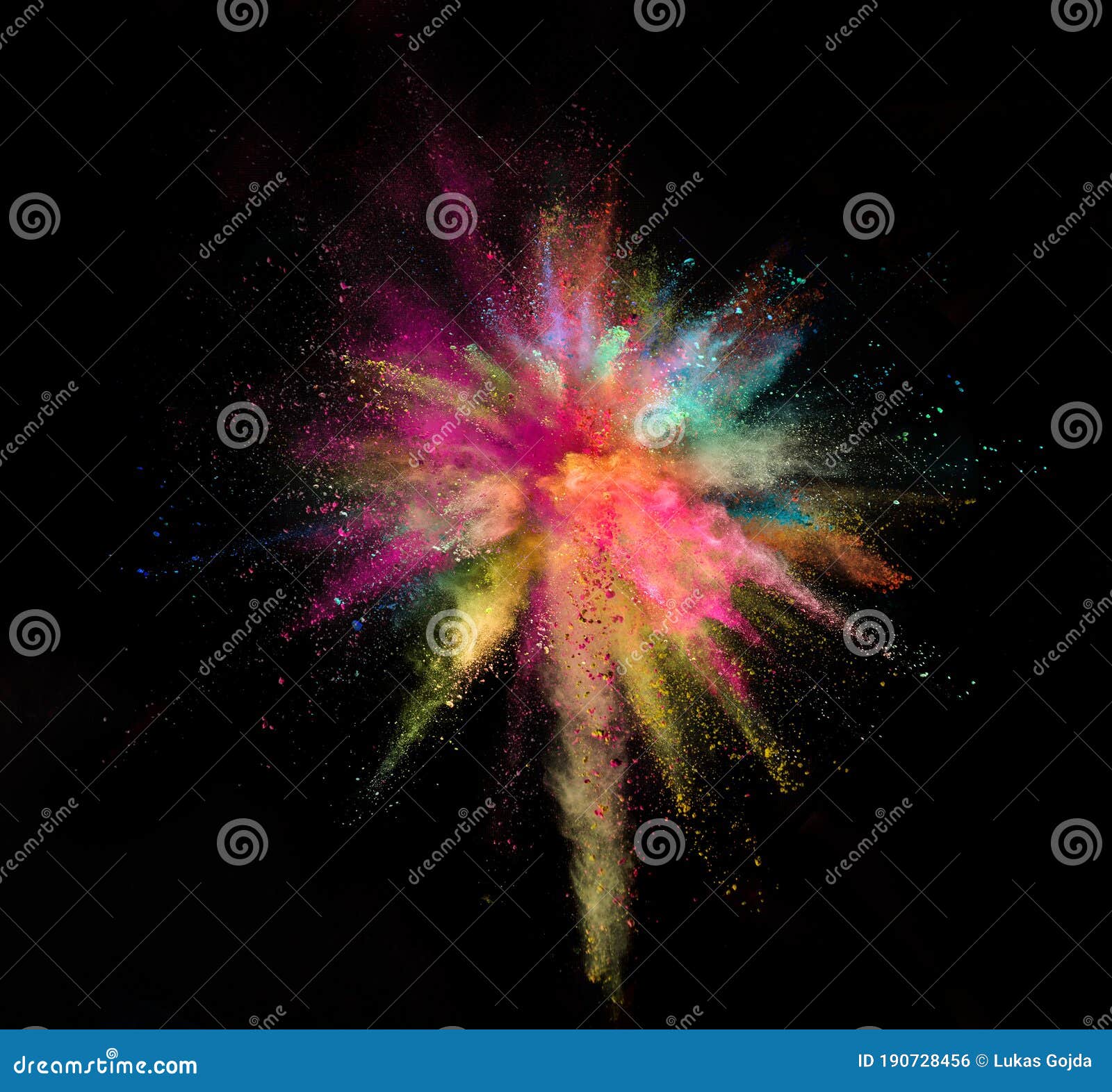 Colored Powder Explosion on Black Background. Stock Photo - Image of ...