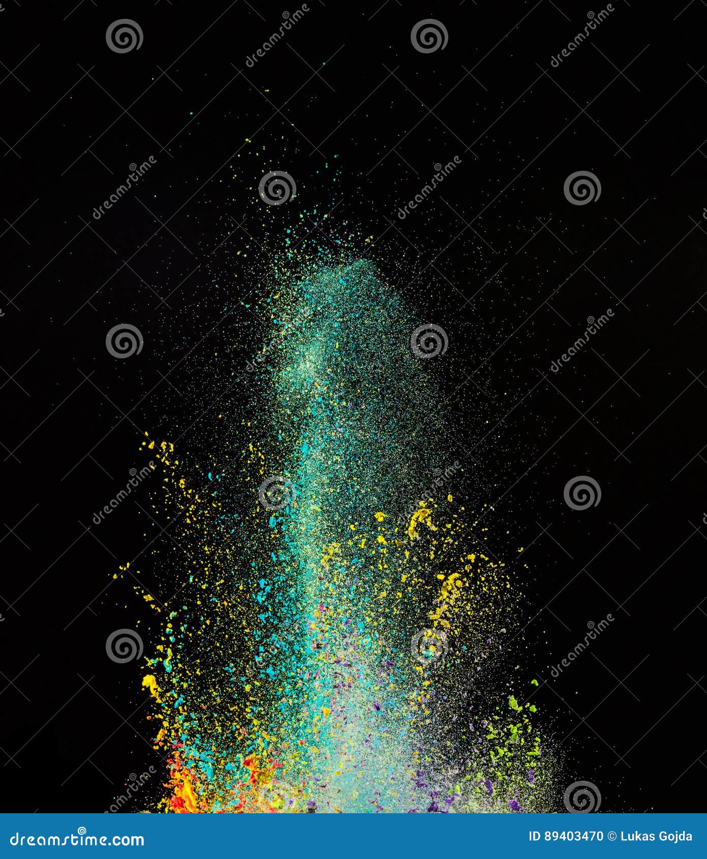 Colored Powder Explosion on Black Background. Stock Photo - Image of ...