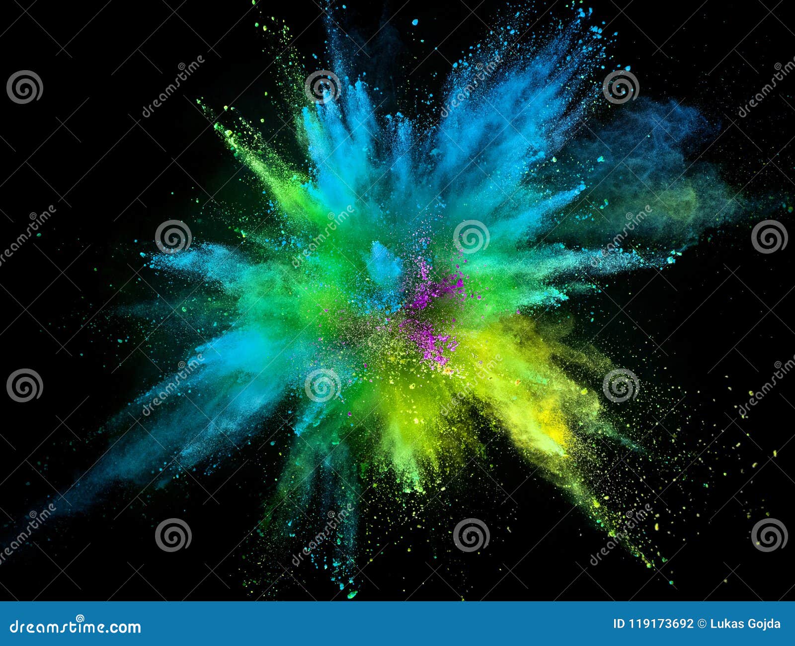 Colored Powder Explosion on Black Background. Stock Photo - Image of ...