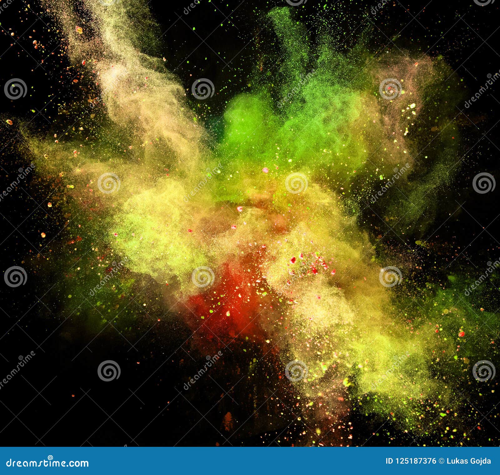 Colored Powder Explosion on Black Background. Stock Photo - Image of ...