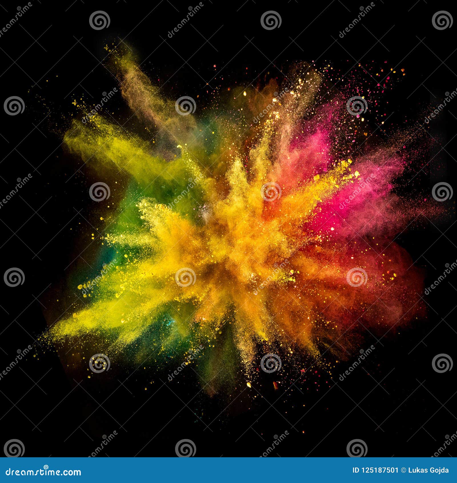 Colored Powder Explosion on Black Background. Stock Image - Image of ...