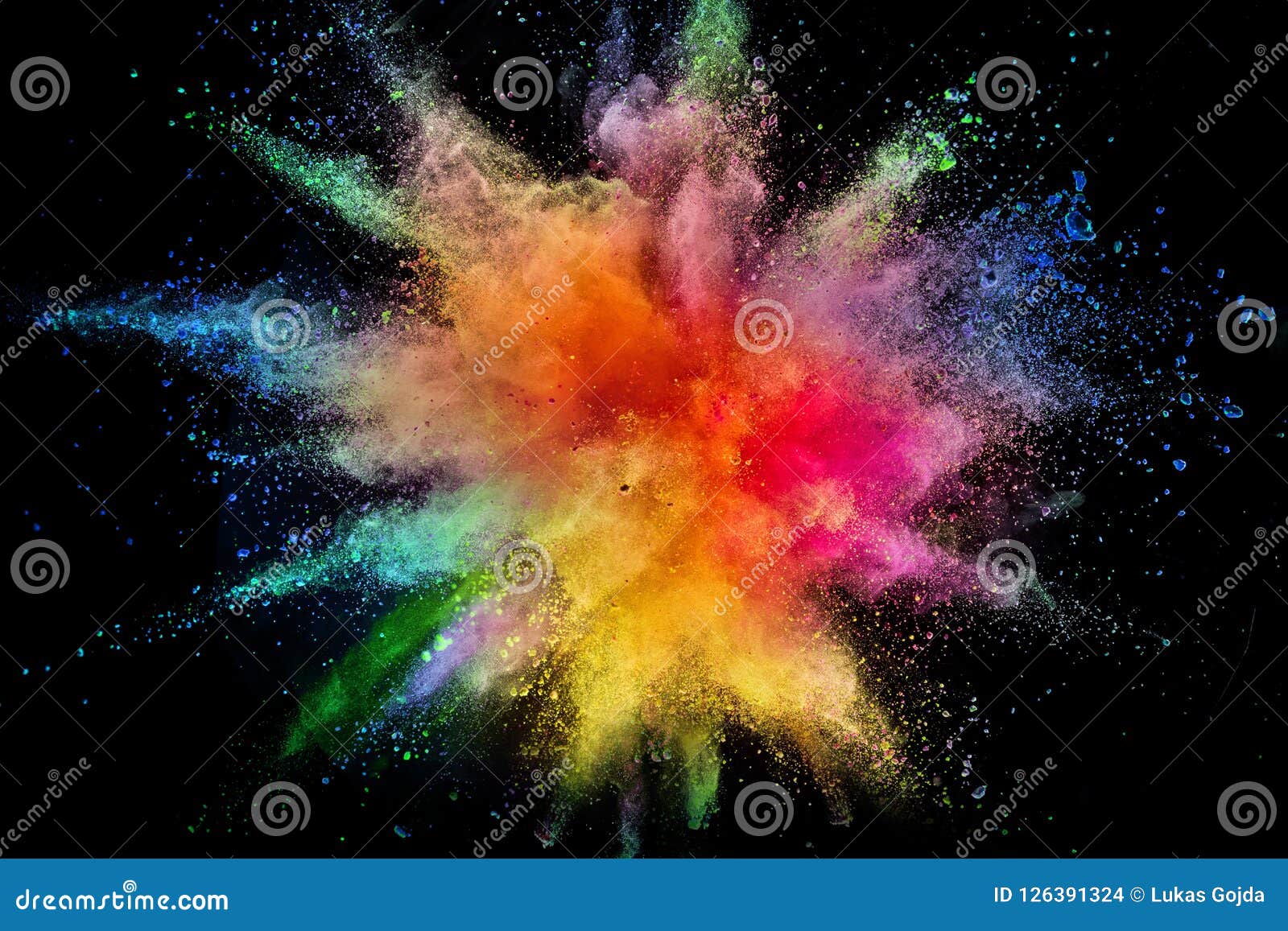 Colored Powder Explosion on Black Background. Stock Photo - Image of ...
