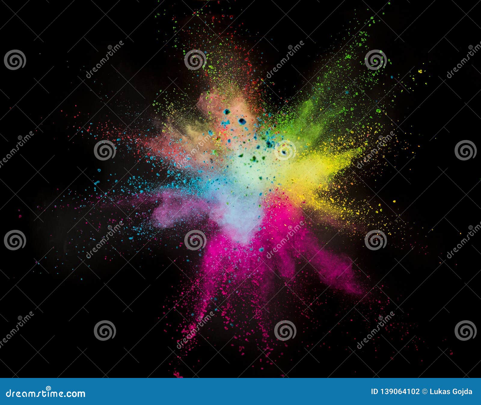 Colored Powder Explosion on Black Background. Stock Photo - Image of ...