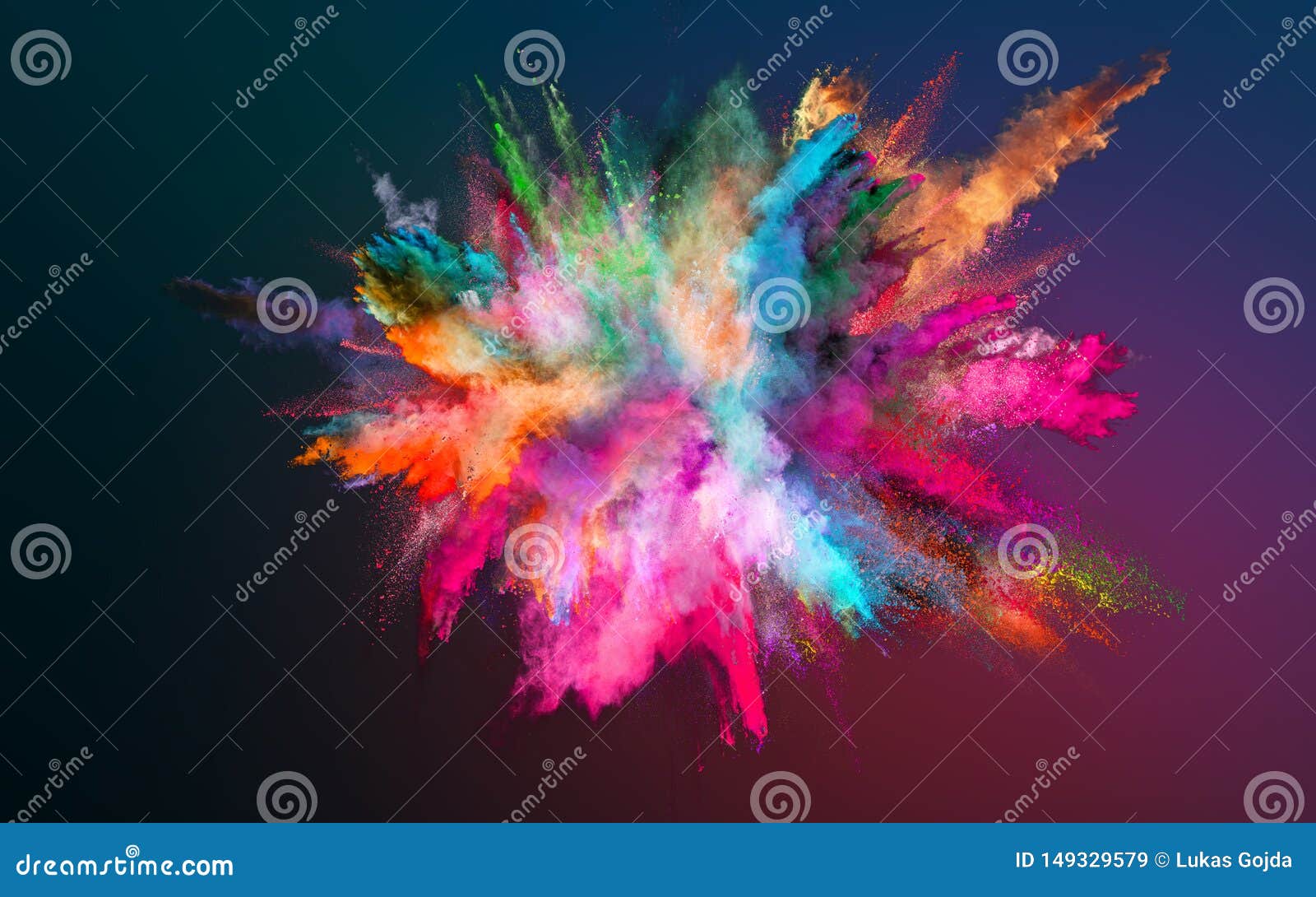 Colored Powder Explosion on Gradient Background. Stock Image - Image of ...
