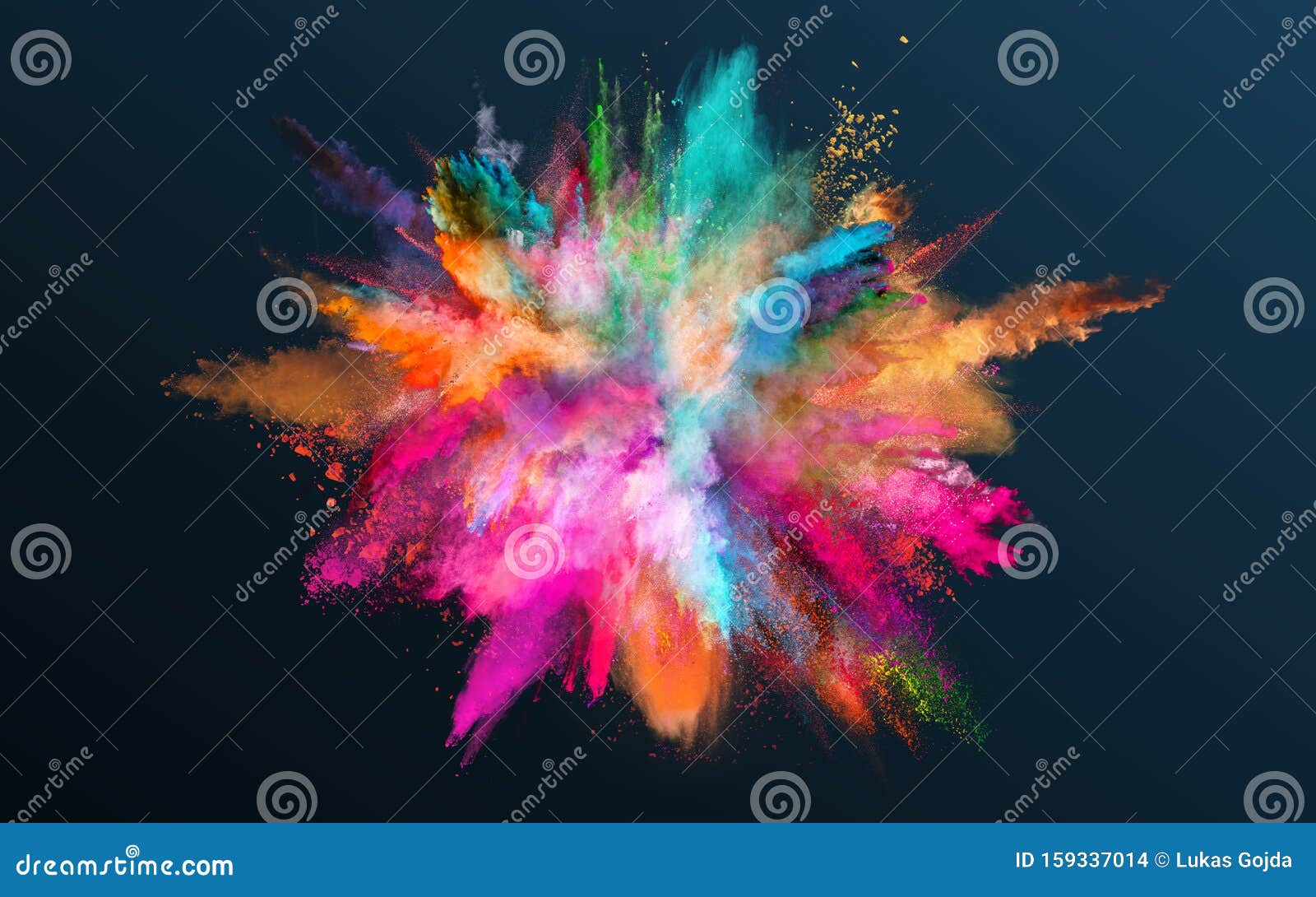 Colored Powder Explosion on Gradient Dark Background. Stock Photo ...