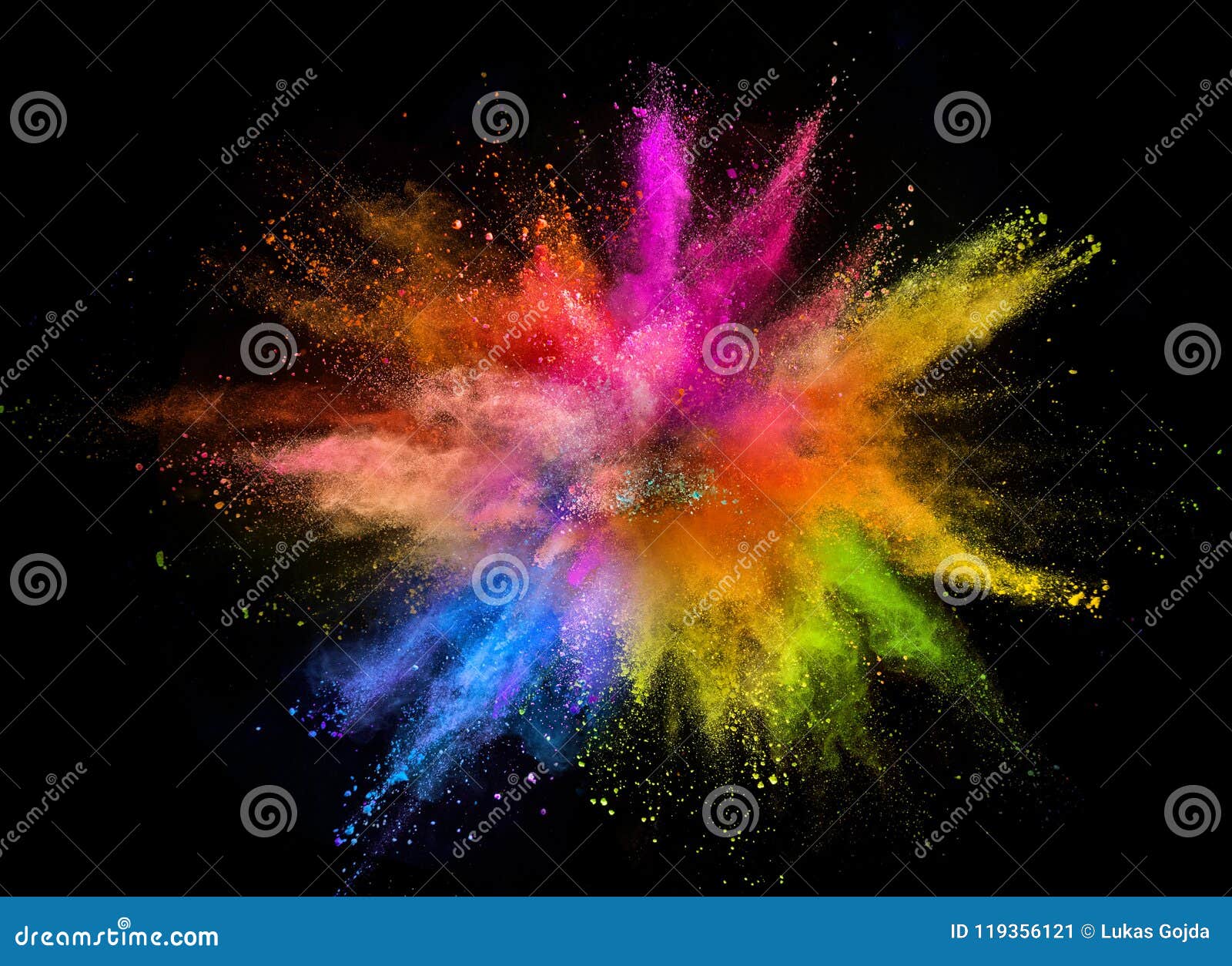 Colored Powder Explosion Isolated on Black Background. Stock Image ...