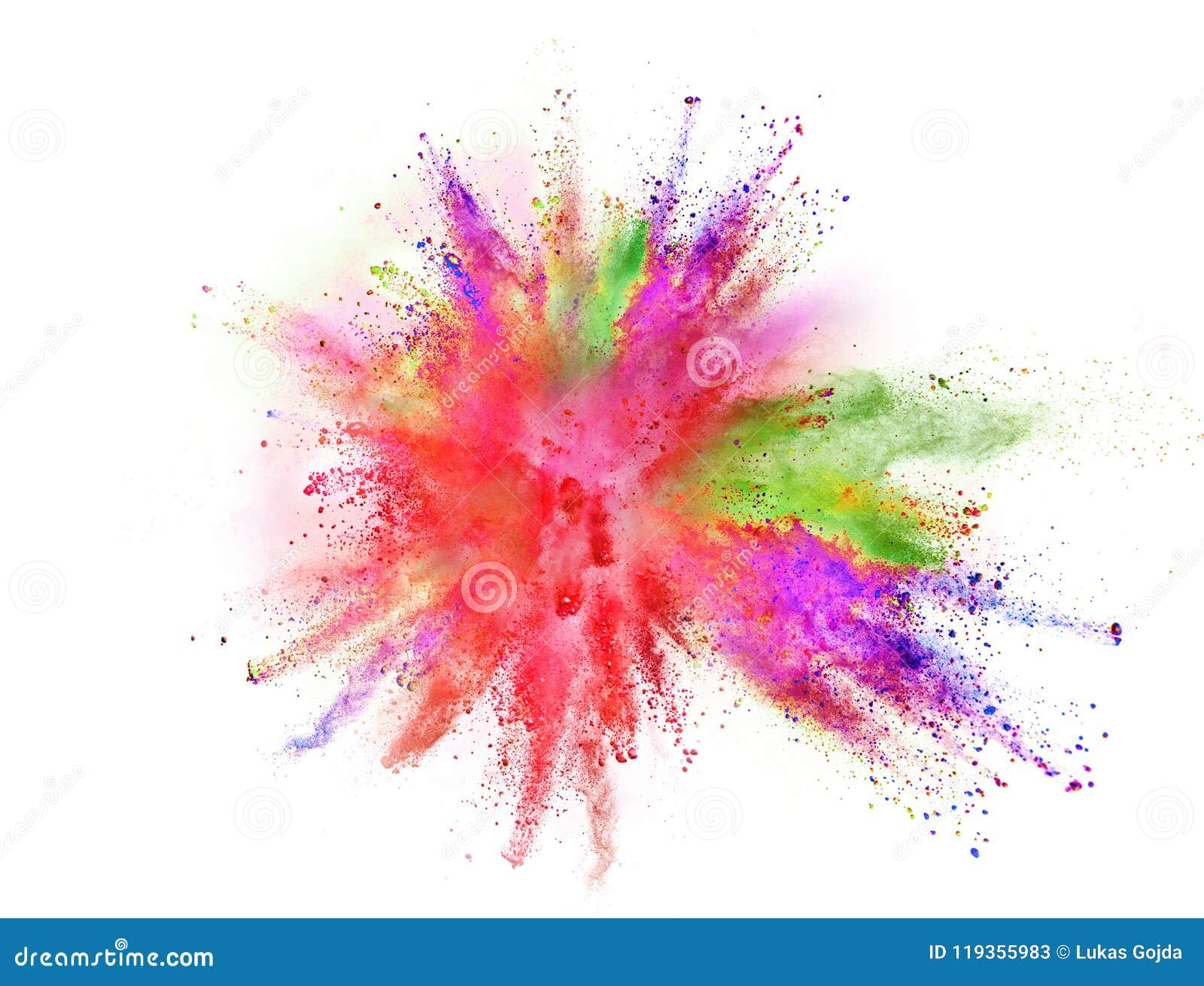 Colored Powder Explosion Isolated on White Background. Stock Image ...