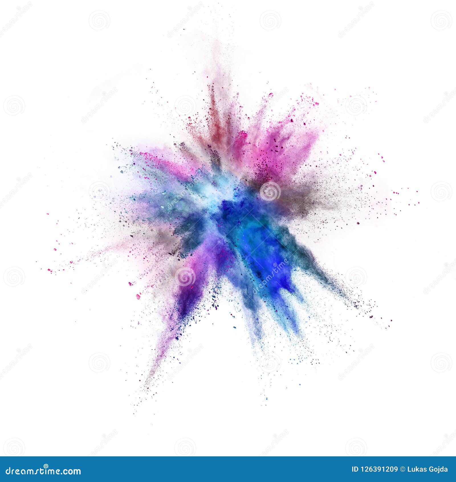 Colored Powder Explosion Isolated on White Background. Stock Image ...
