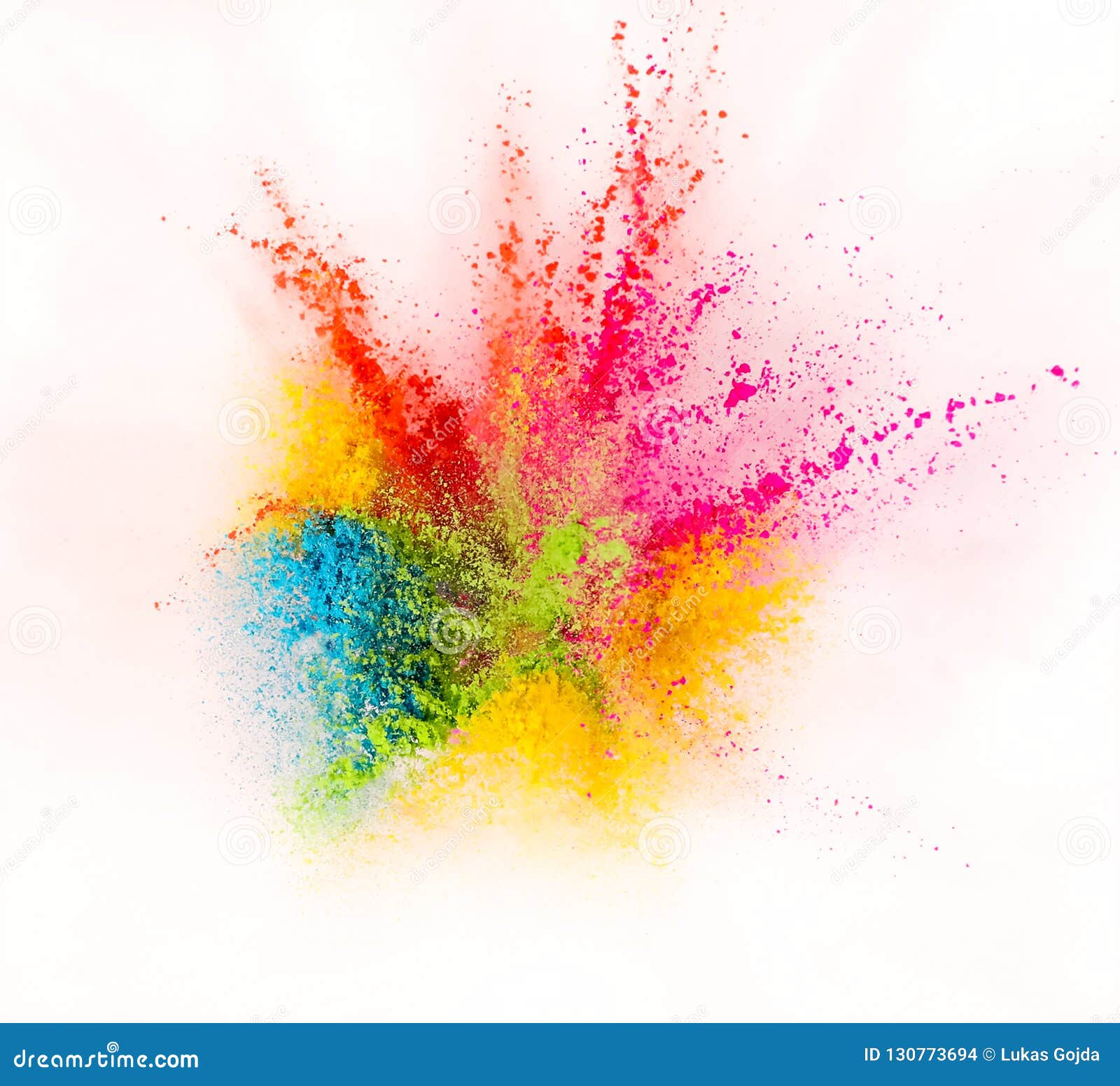 Colored Powder Explosion Isolated on White Background. Stock Photo ...