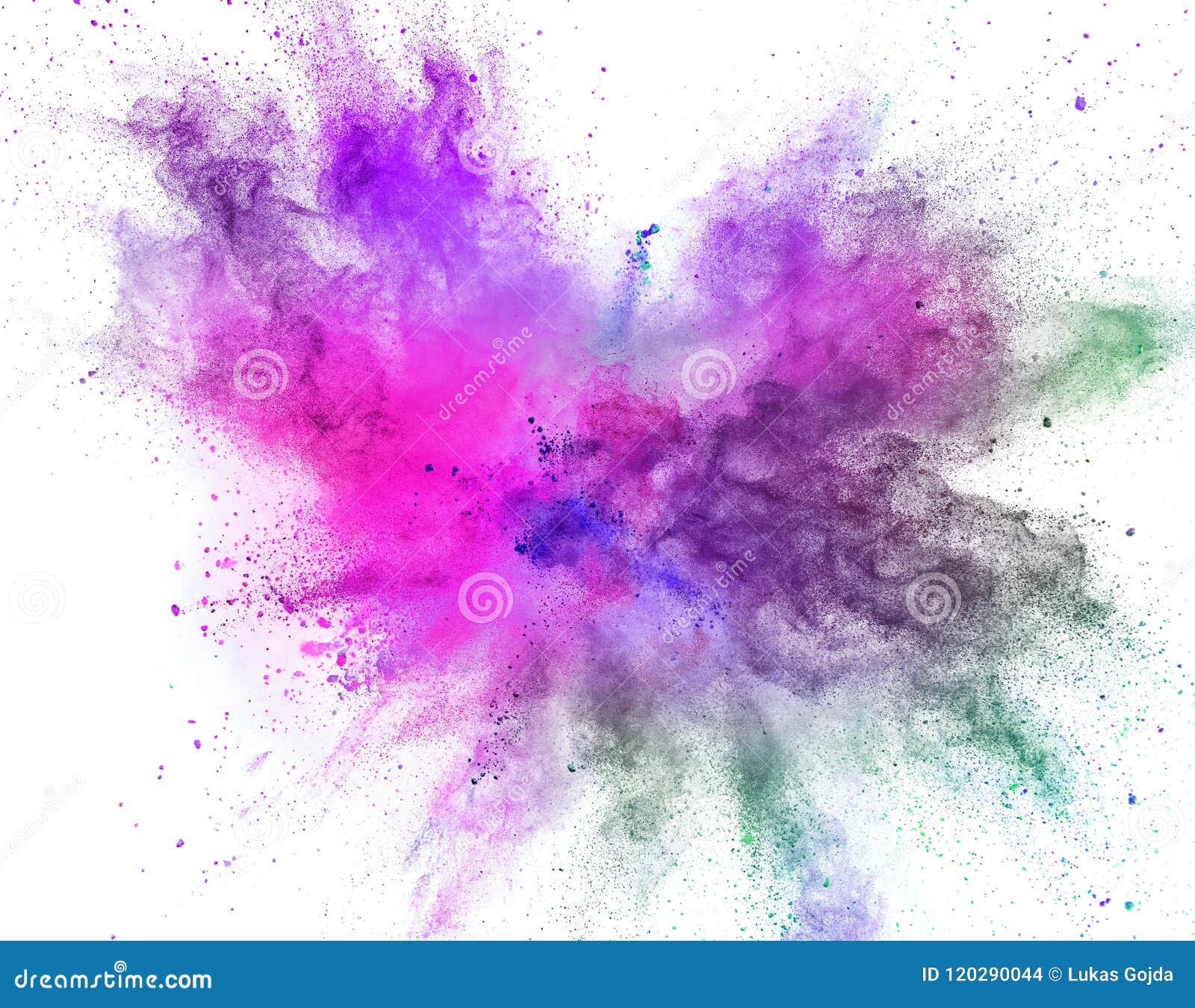 Colored Powder Explosion Isolated on White Background. Stock Photo ...