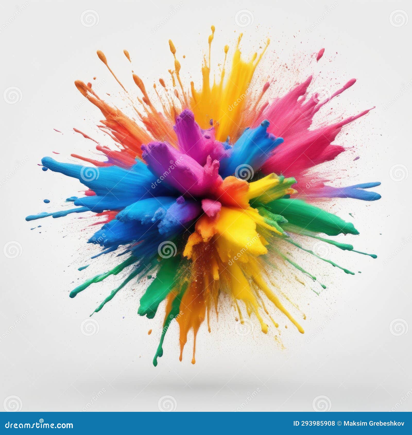 Colored Powder Explosion on a White Background. Colorful Explode. Paint ...