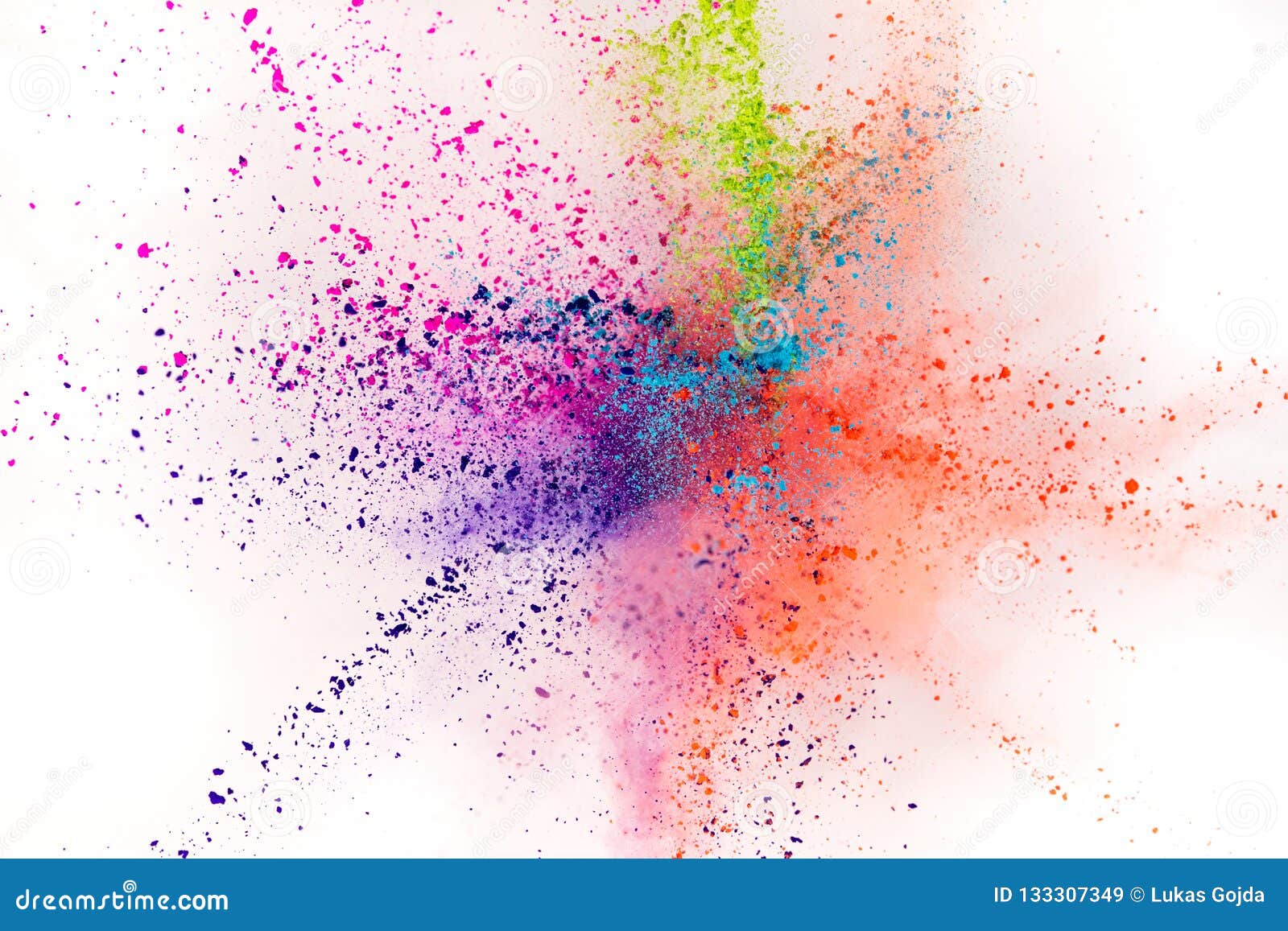 Colored Powder Explosion on White Background. Stock Image - Image of ...