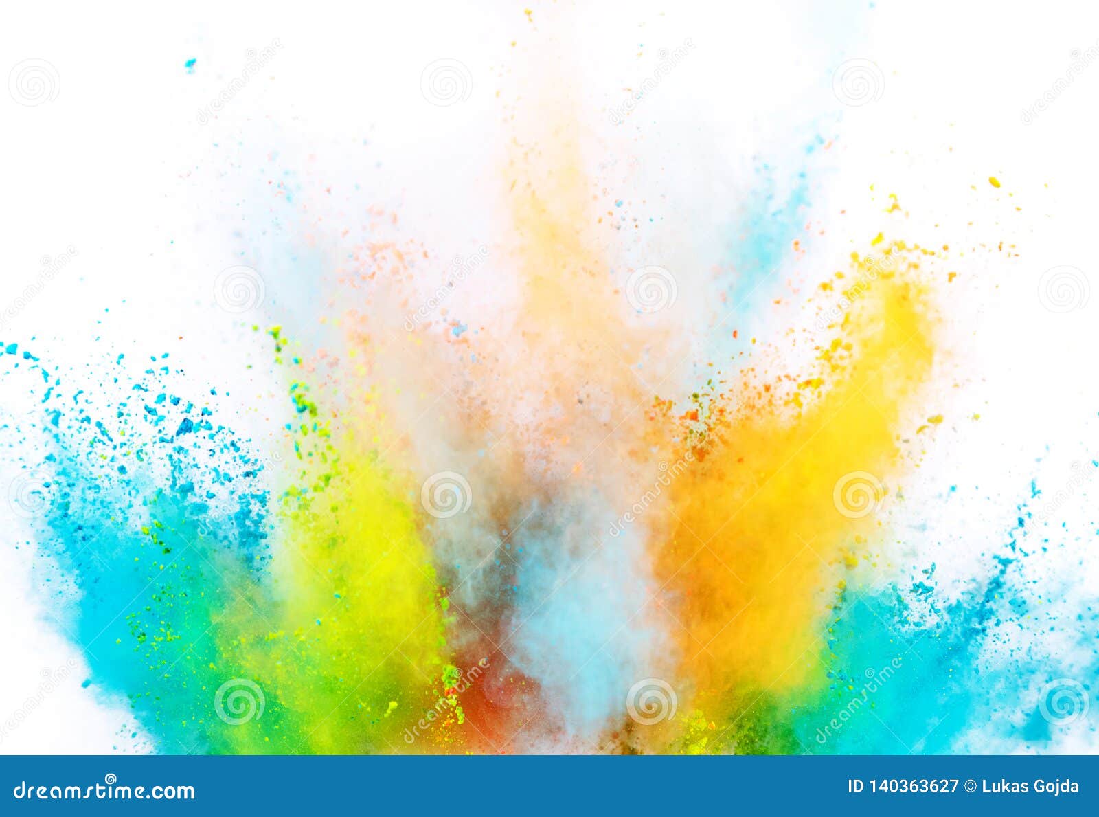 Colored Powder Explosion on White Background. Stock Image - Image of ...