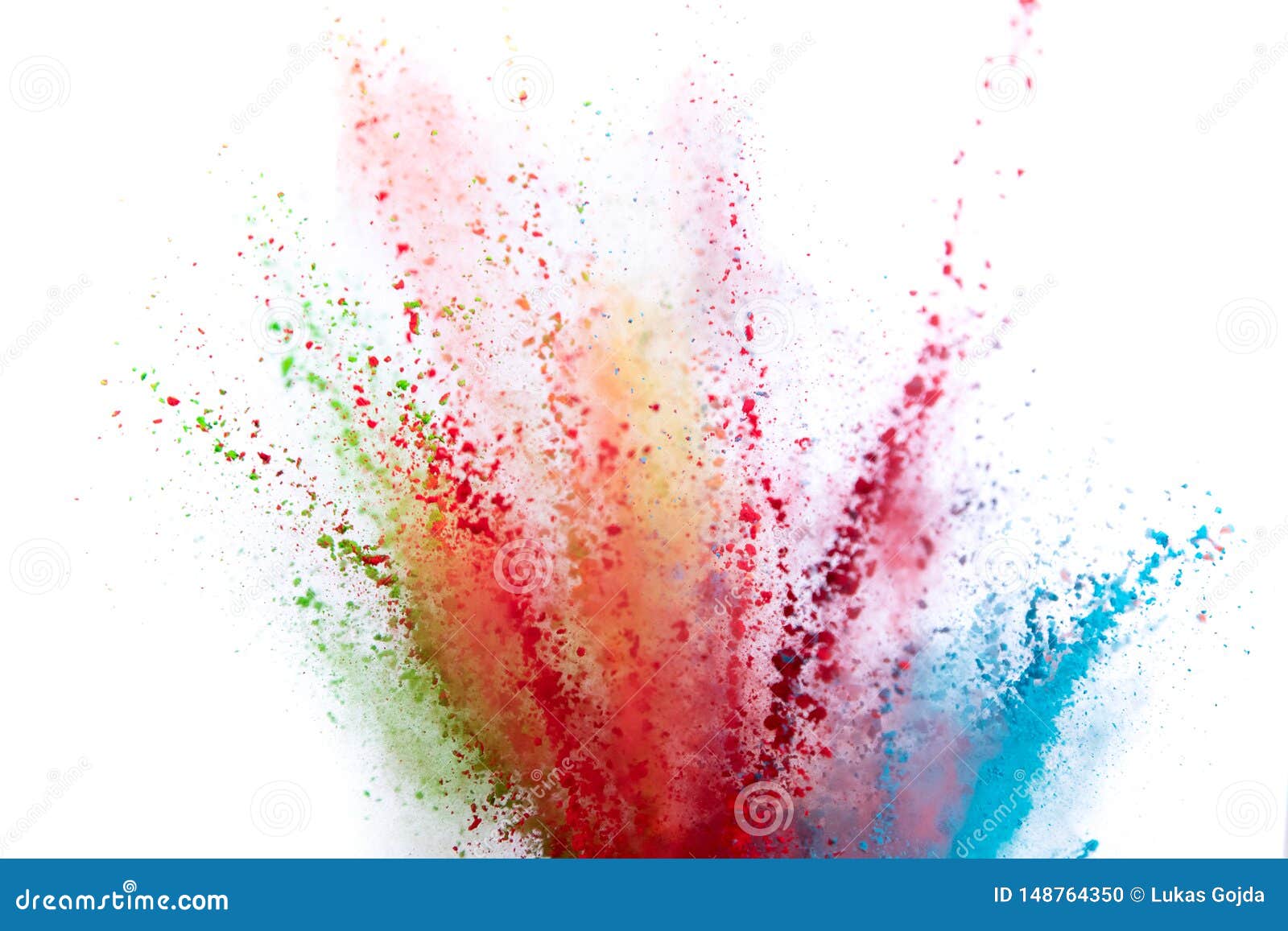 Colored Powder Explosion on White Background. Stock Photo - Image of ...