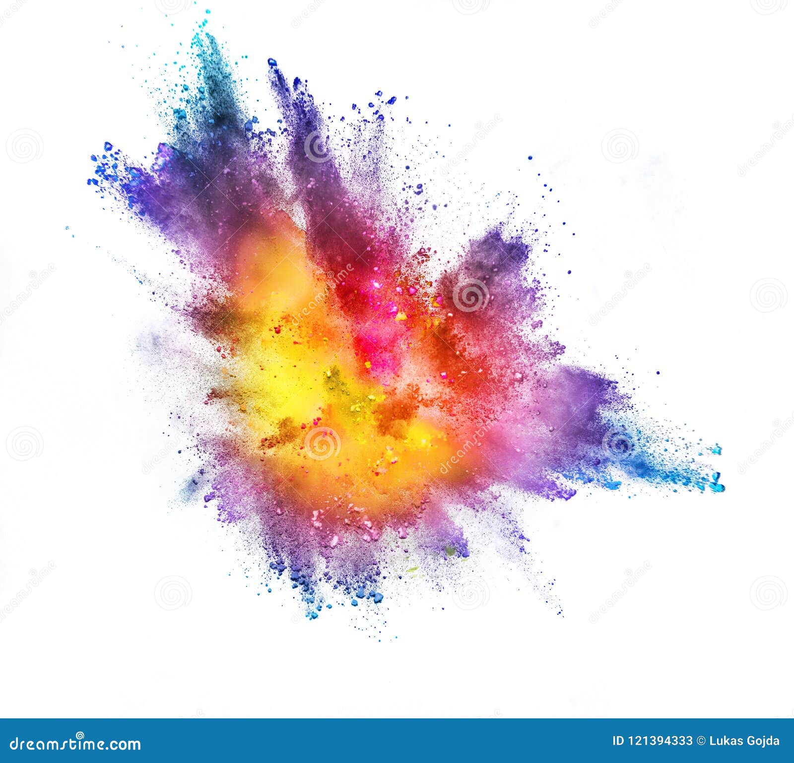 Colored Powder Explosion on White Background. Stock Image - Image of ...